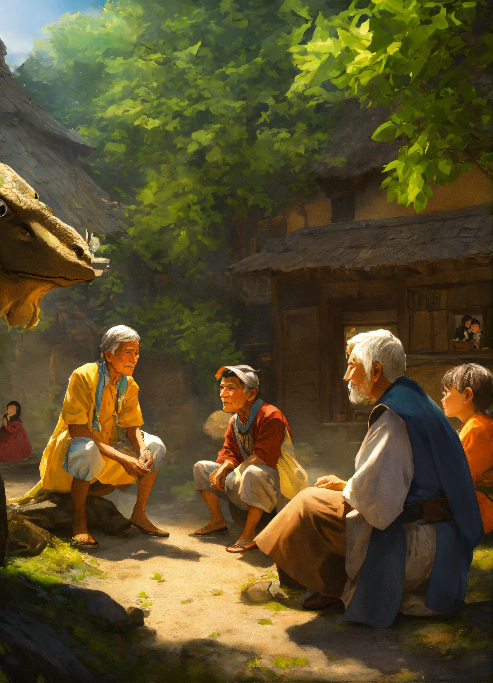 Lexica - To presentation of the quiet village with children gathered ...