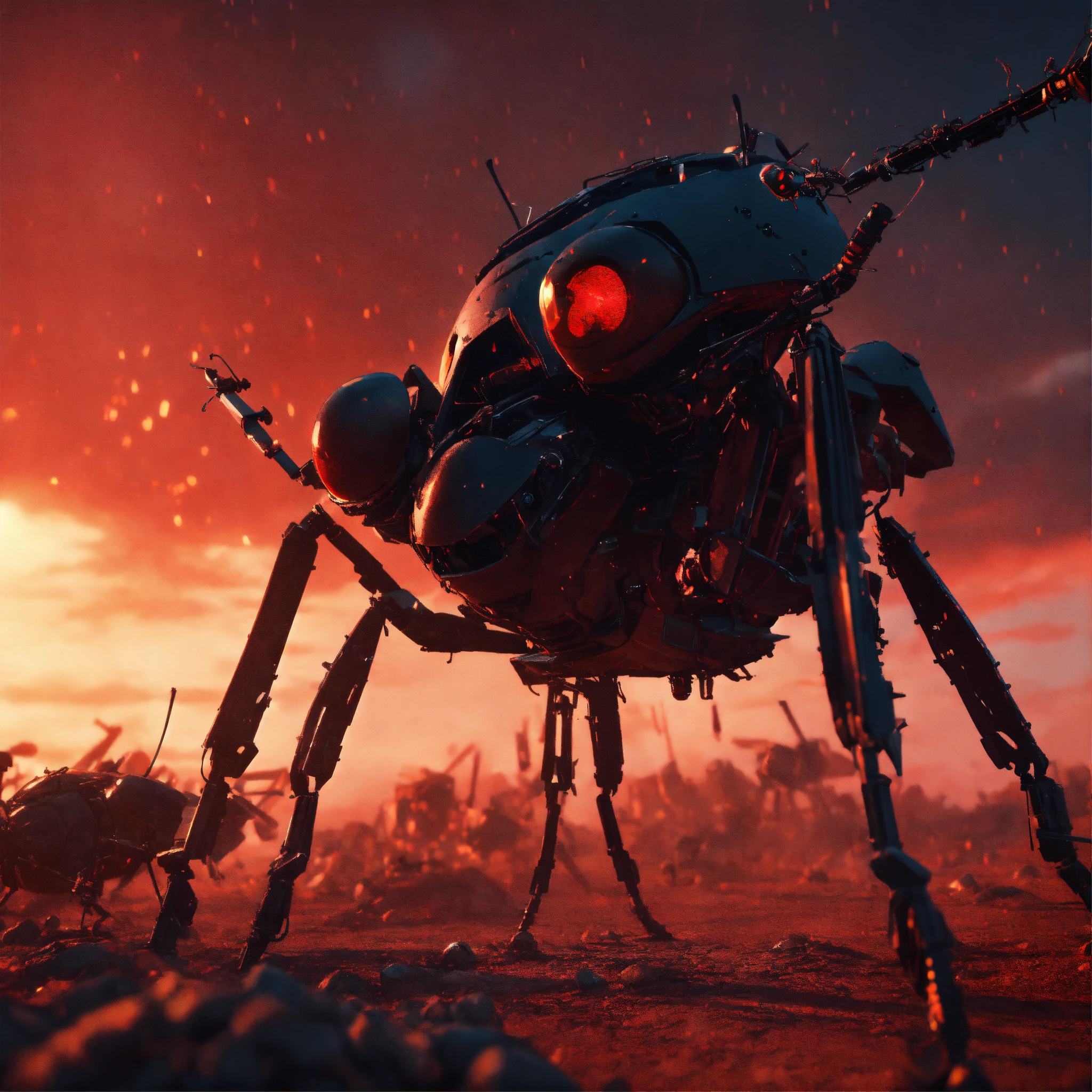 Lexica - Large black mean ant faced bio-robotic hornets with red eyes ...