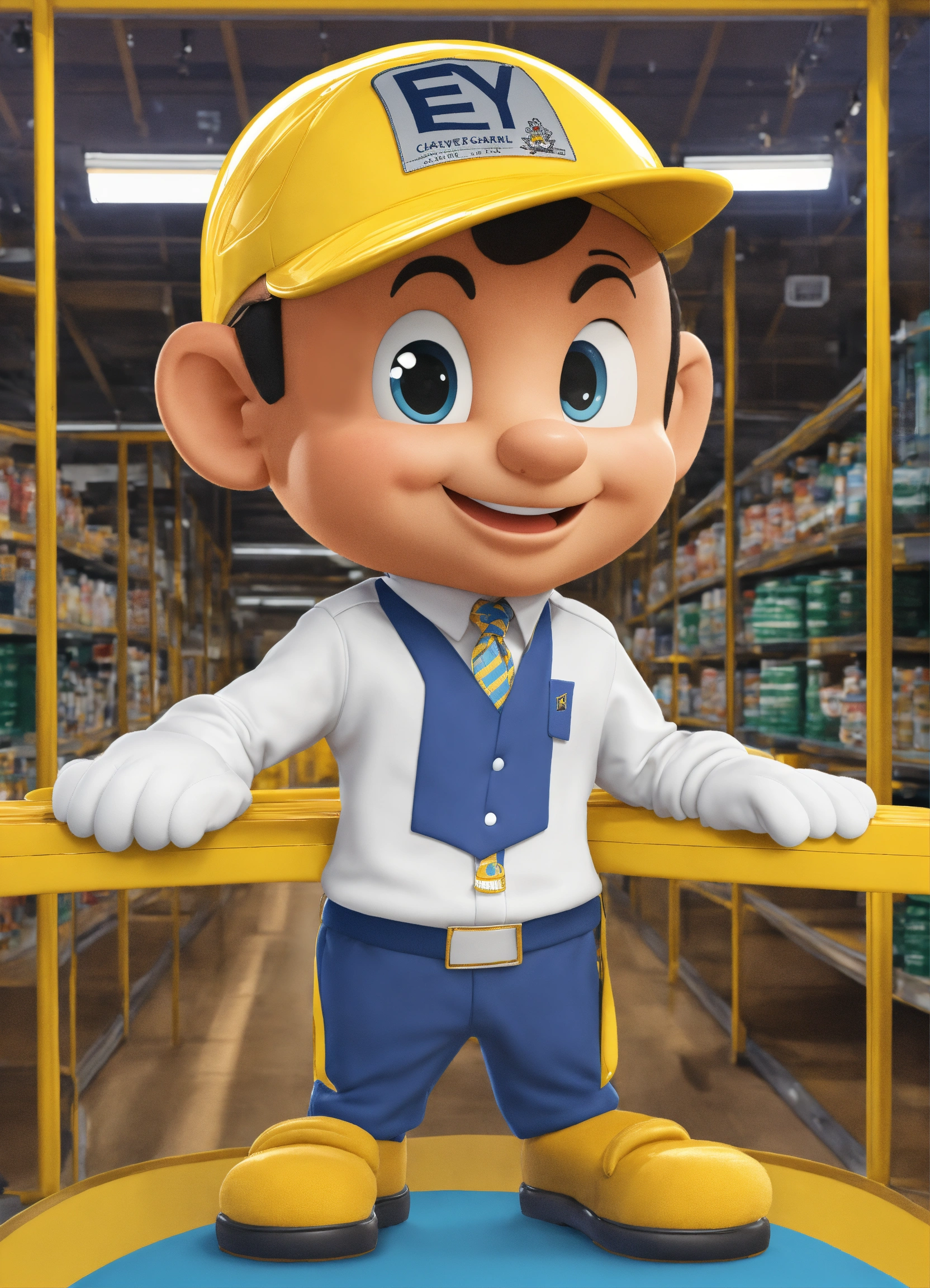 Lexica - Ey-ron mascot cartoon with hands and face feature