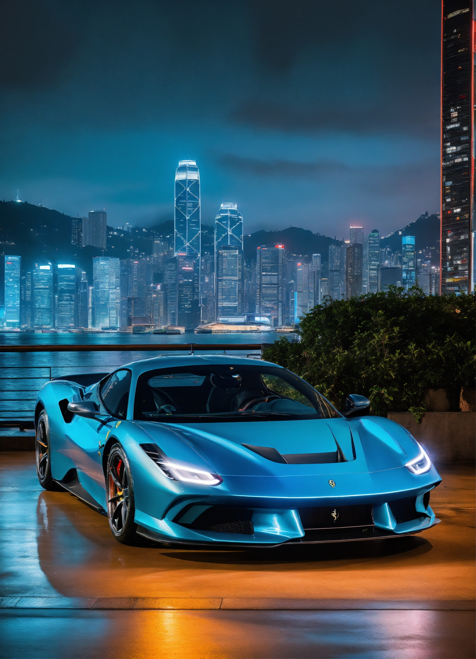 Lexica - 2023 Ferrari SF90 Stradale cyan, doors opened, metallic ...