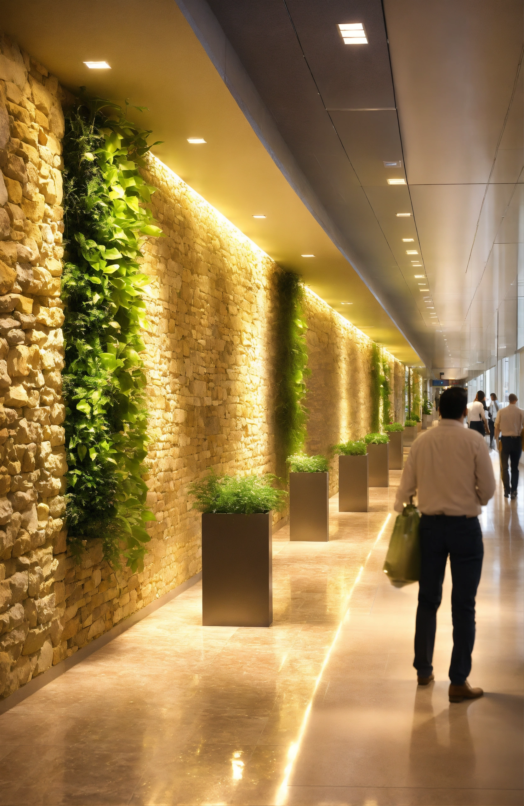 Lexica - Airport corridor, one side of the corridor full height glass ...