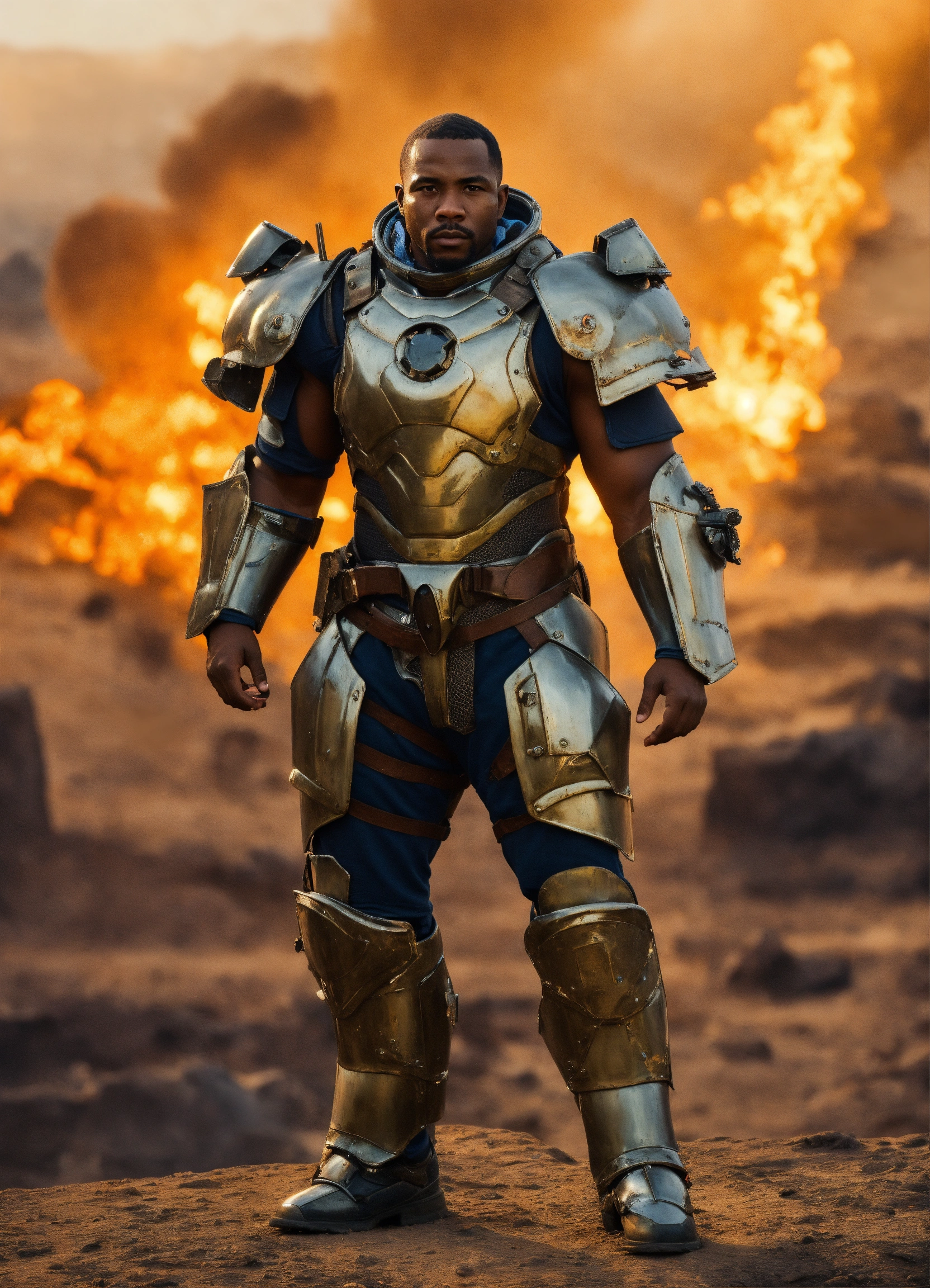 Lexica - An African American man that wears power armor and armor.