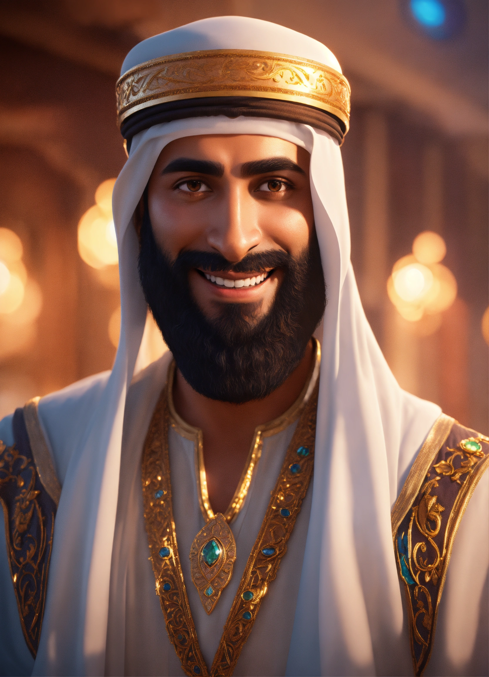 Lexica - Create a 3D rendering of a wealthy Arab male sheikh from Dubai ...