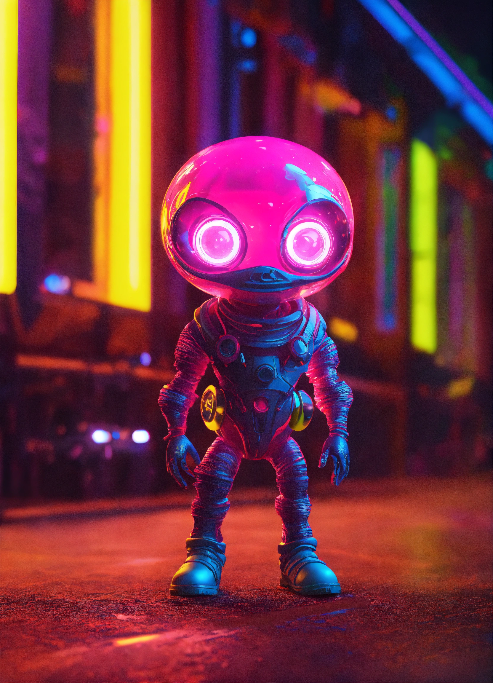 Lexica - Gelly cute alien monster, full-body, neon glow colors, highly ...