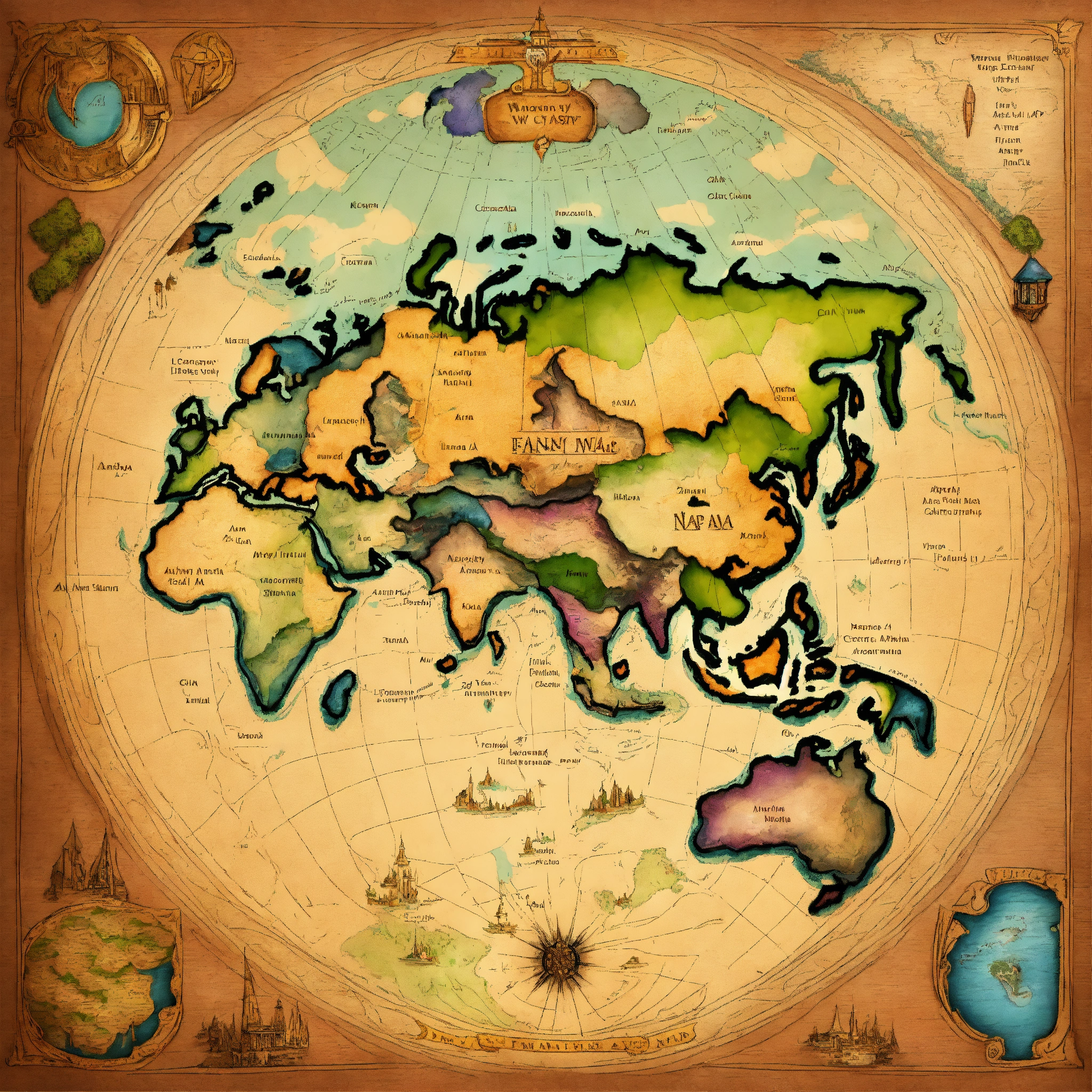 Lexica - Draw a Fantasy World map, 4 continents