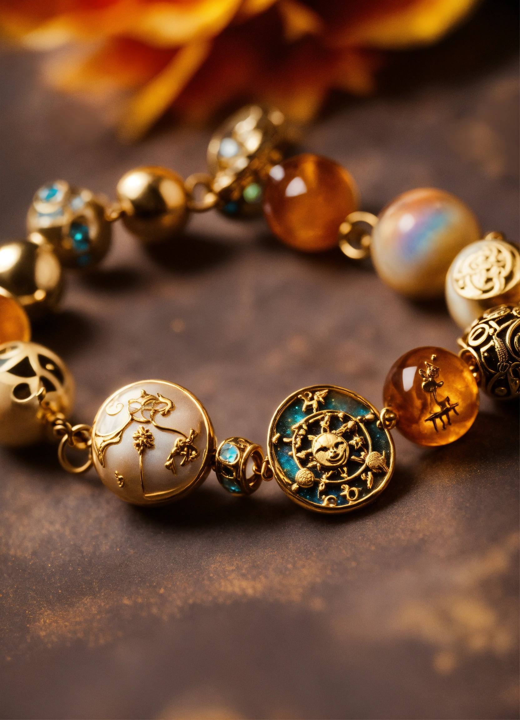 Lexica - A celestial-themed bracelet with zodiac charms and cosmic ...