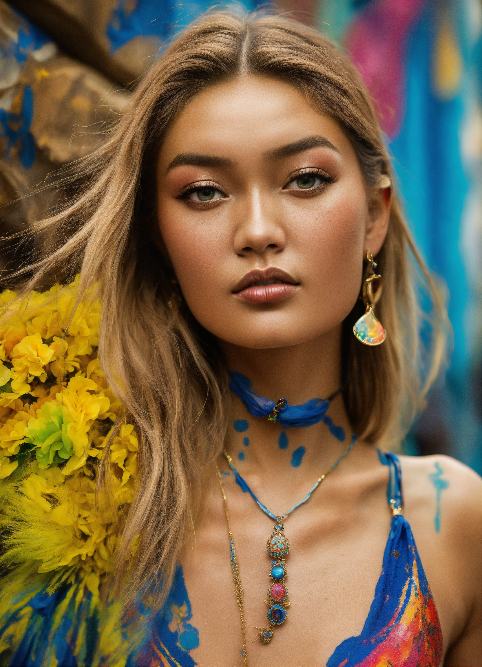 Lexica - A painting style of "Gigi Hadid" in behance hd, cmyk portrait ...