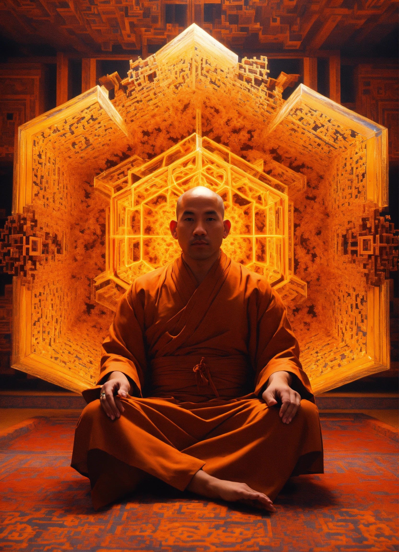 Lexica - Sitting Taoist monk tesseract body fractal three point ...