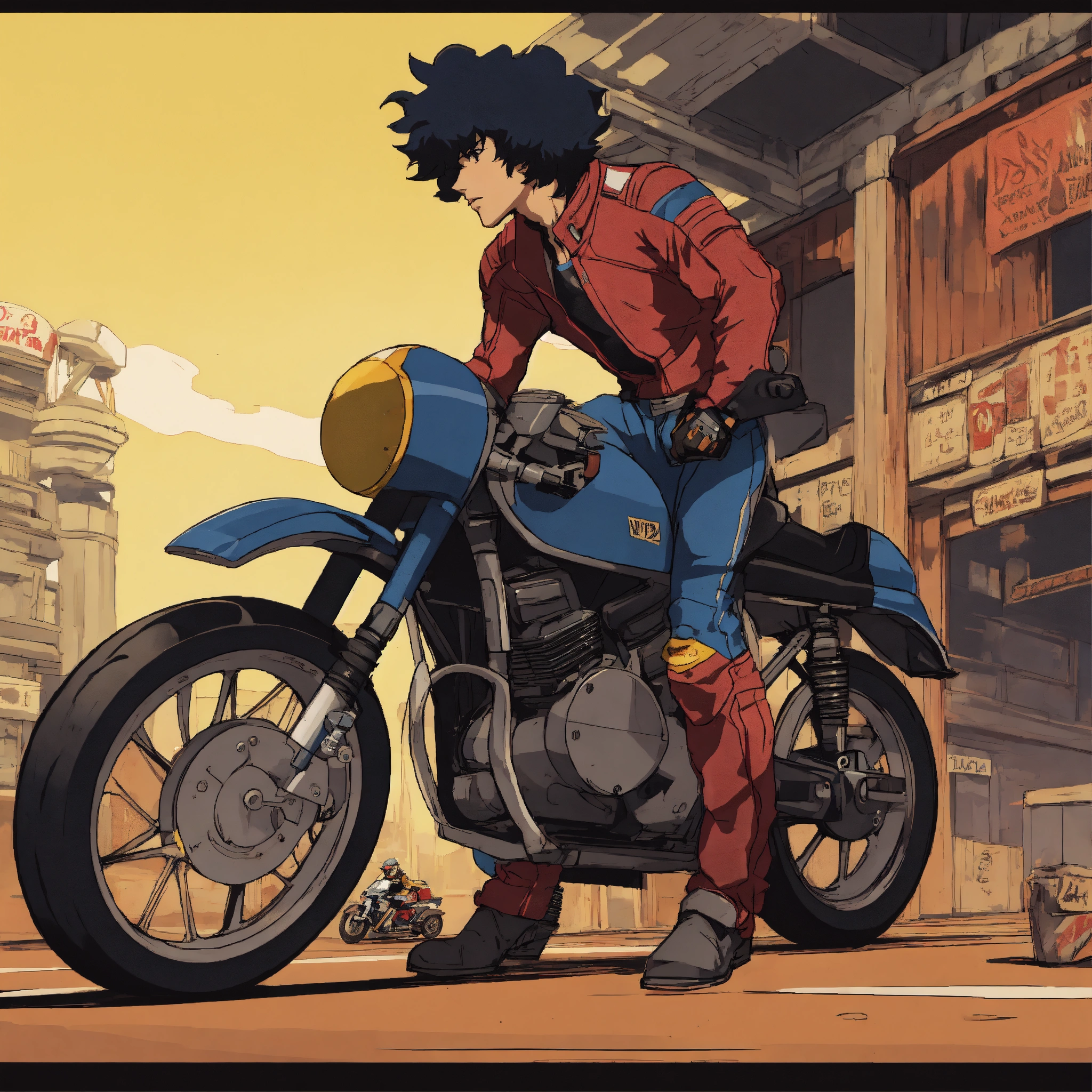 Lexica - Old anime style Motorcycle racer in Cowboy Bebop style
