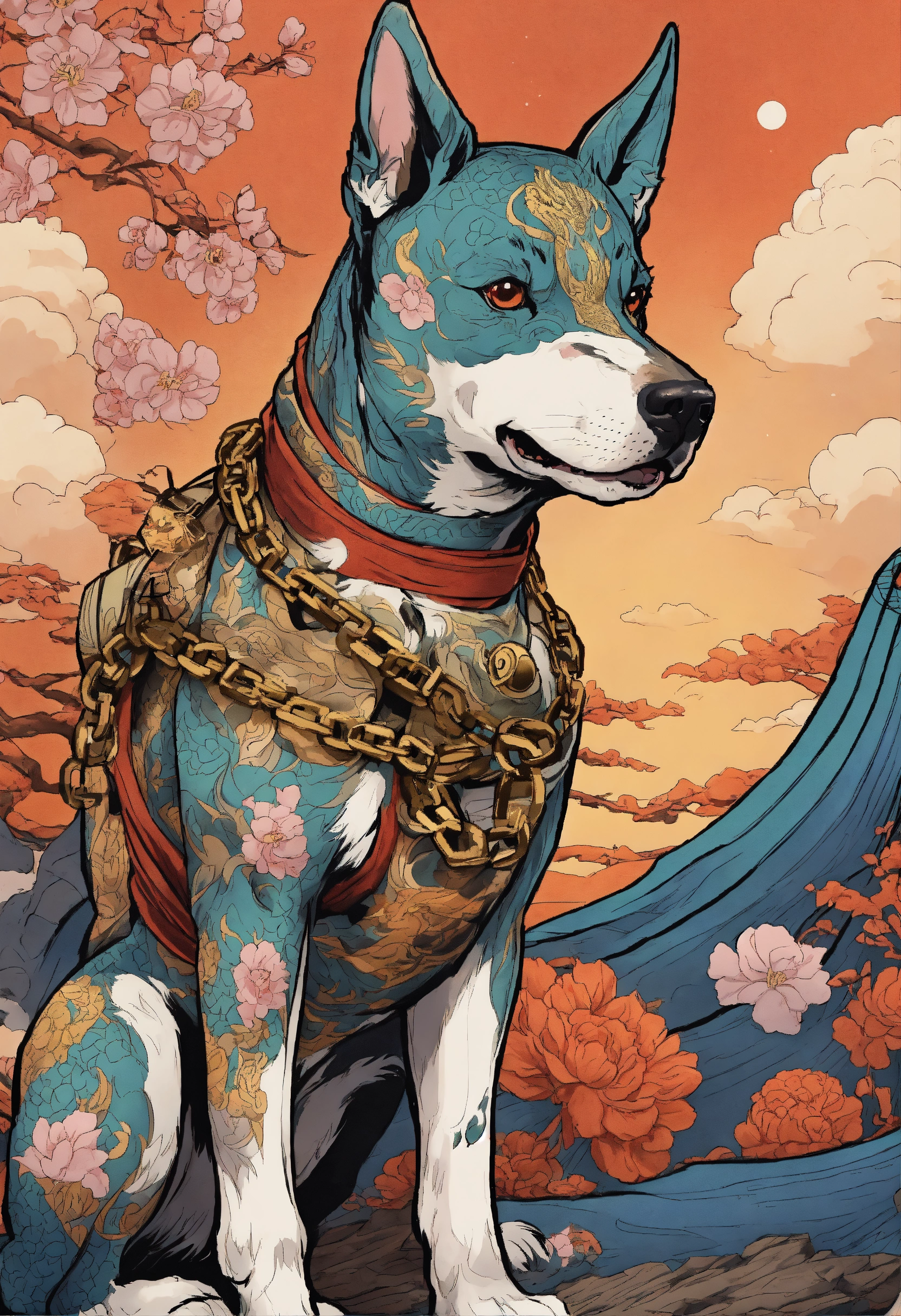 Lexica - There is a dog with a chain around its neck and a dragon ...