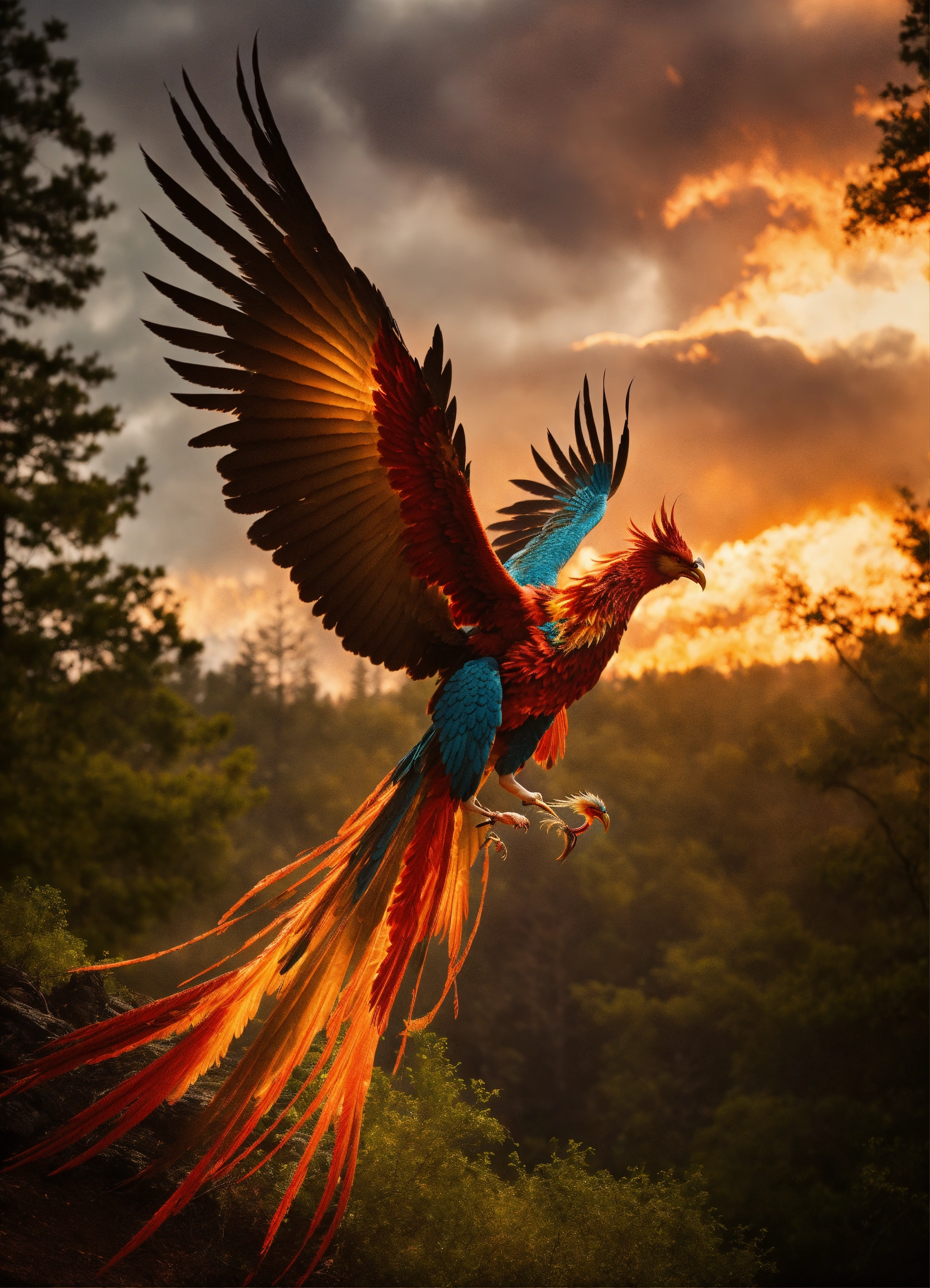 Lexica - Create a high-quality image of a mythical phoenix in flight ...