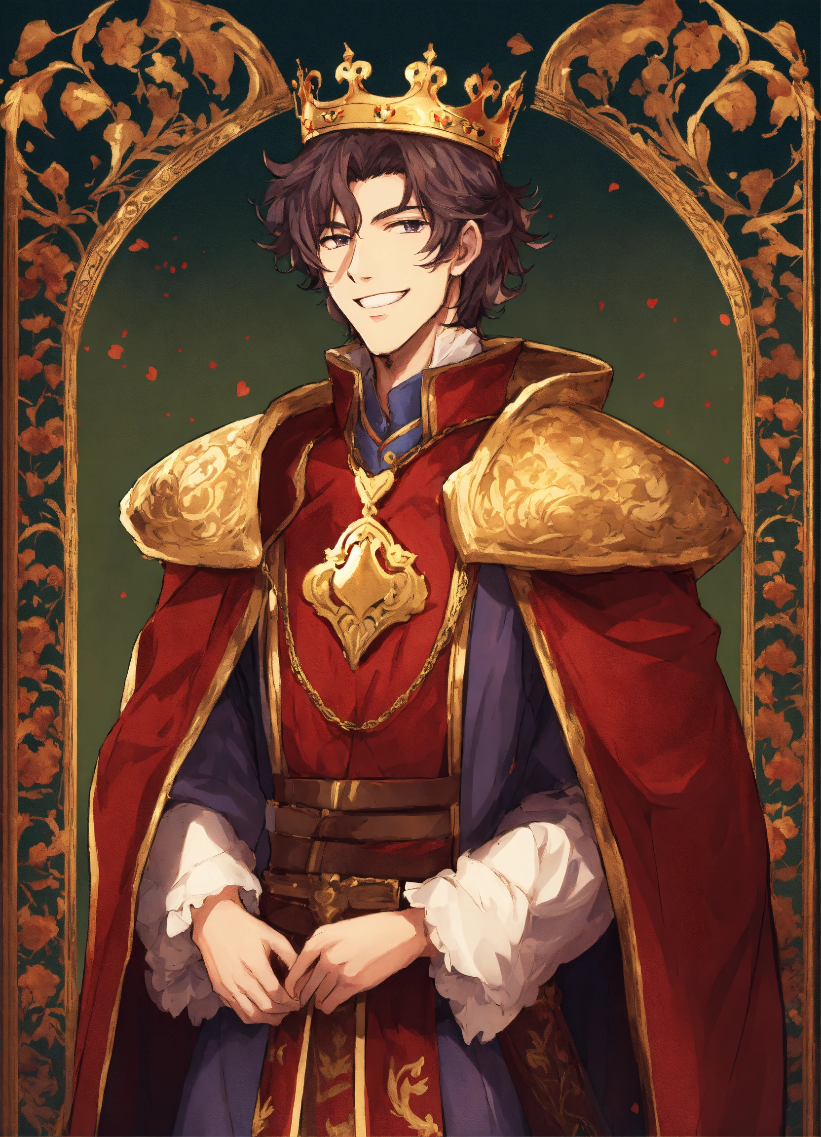 Lexica - Anime style handsome smiling king with a fancy medieval royal ...