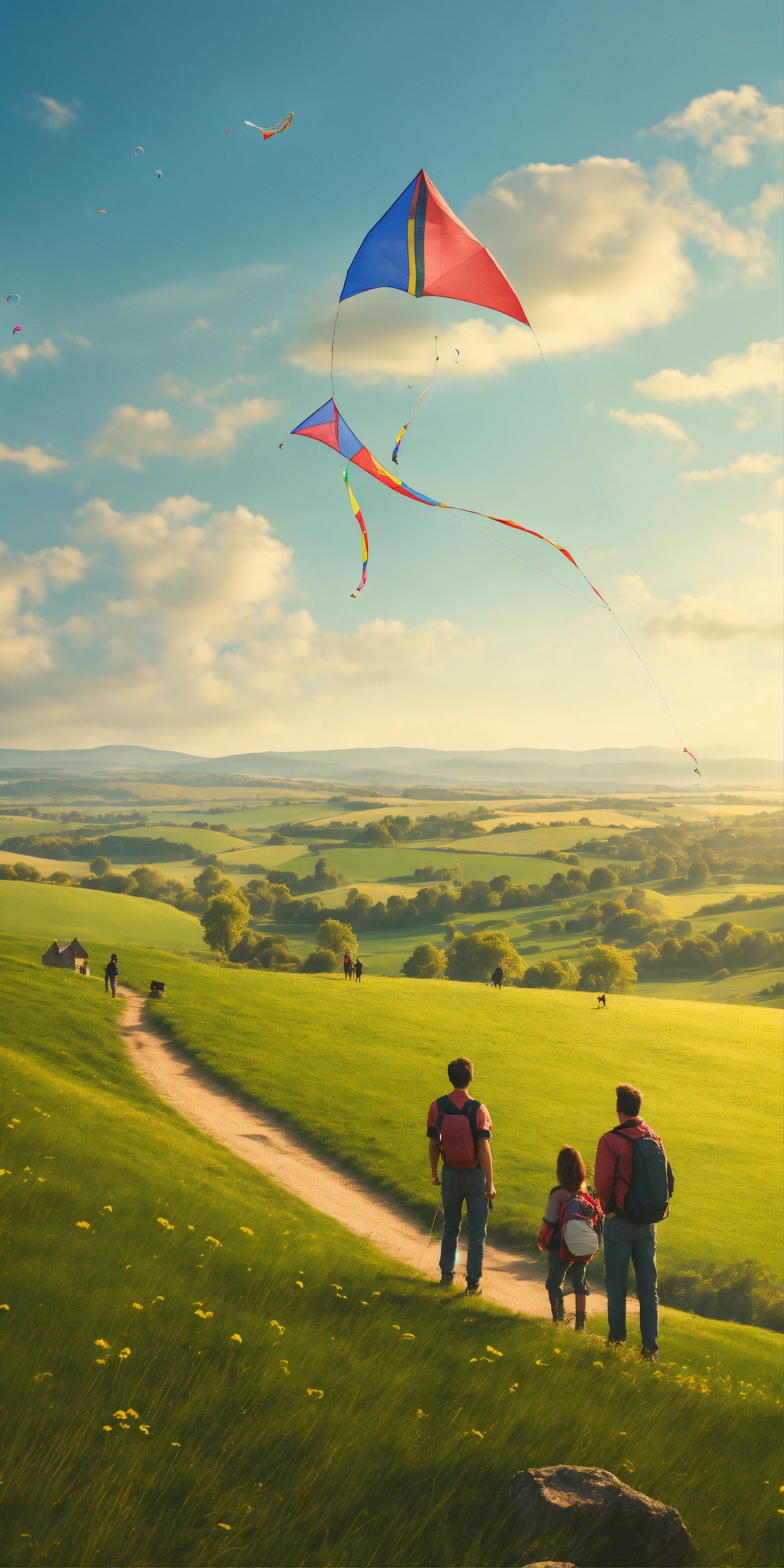 Lexica - Somebody flying a kite under the clear blue sky, accompanied ...