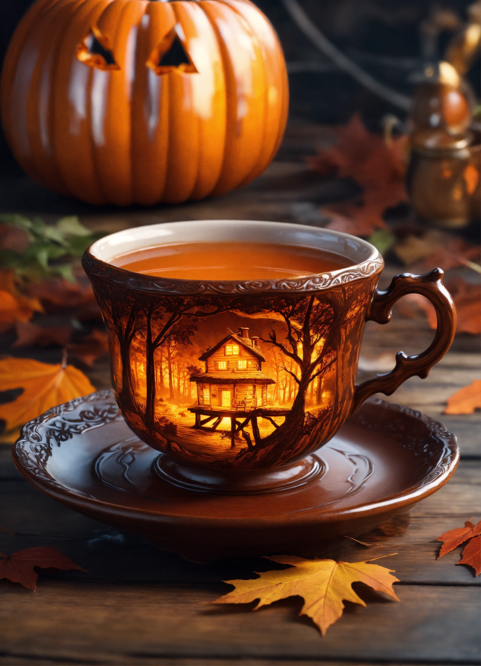 Lexica - 3d digital art self carved tea cup wooden scarry tea Cup with ...