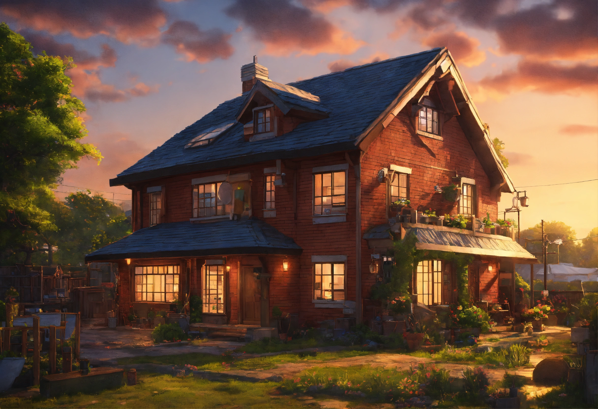 Lexica - Anime; cartoon; ultra realistic; 4K, cheap Brik house with ...