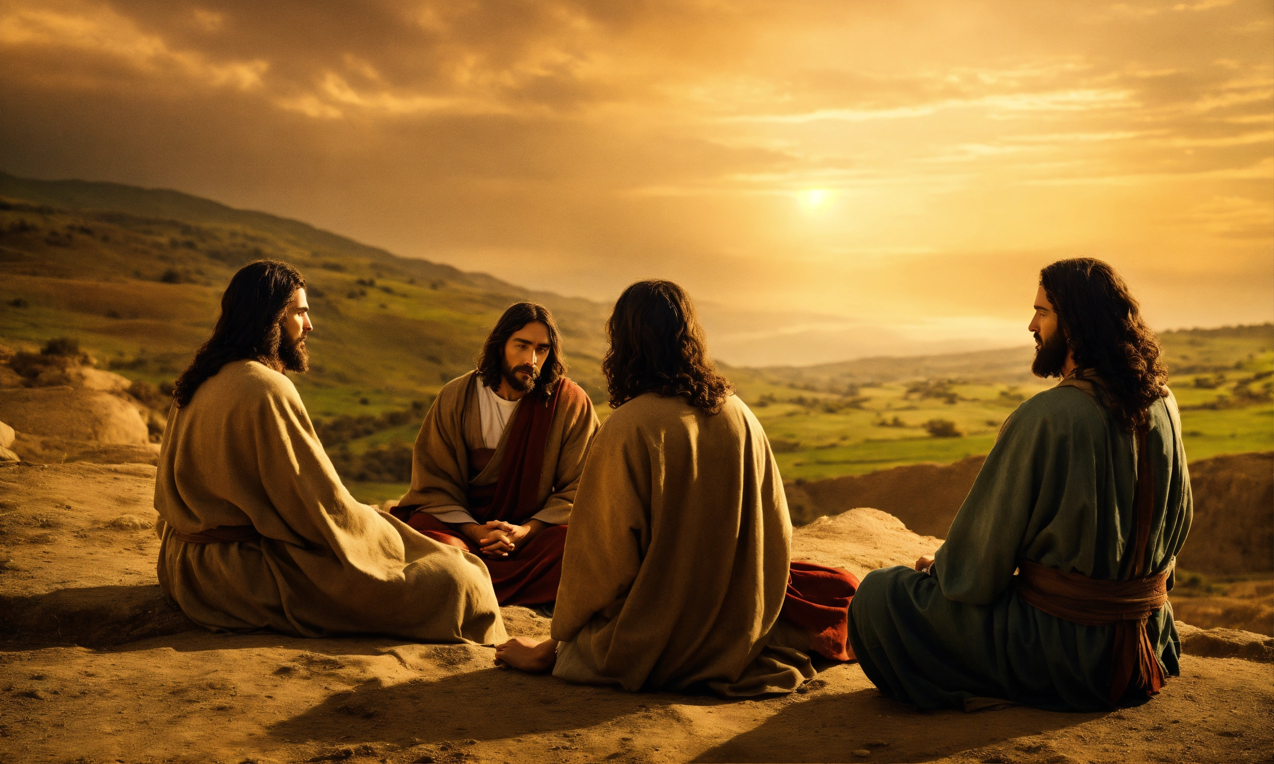Lexica - Jesus christ seated with his disciples around him listen to ...