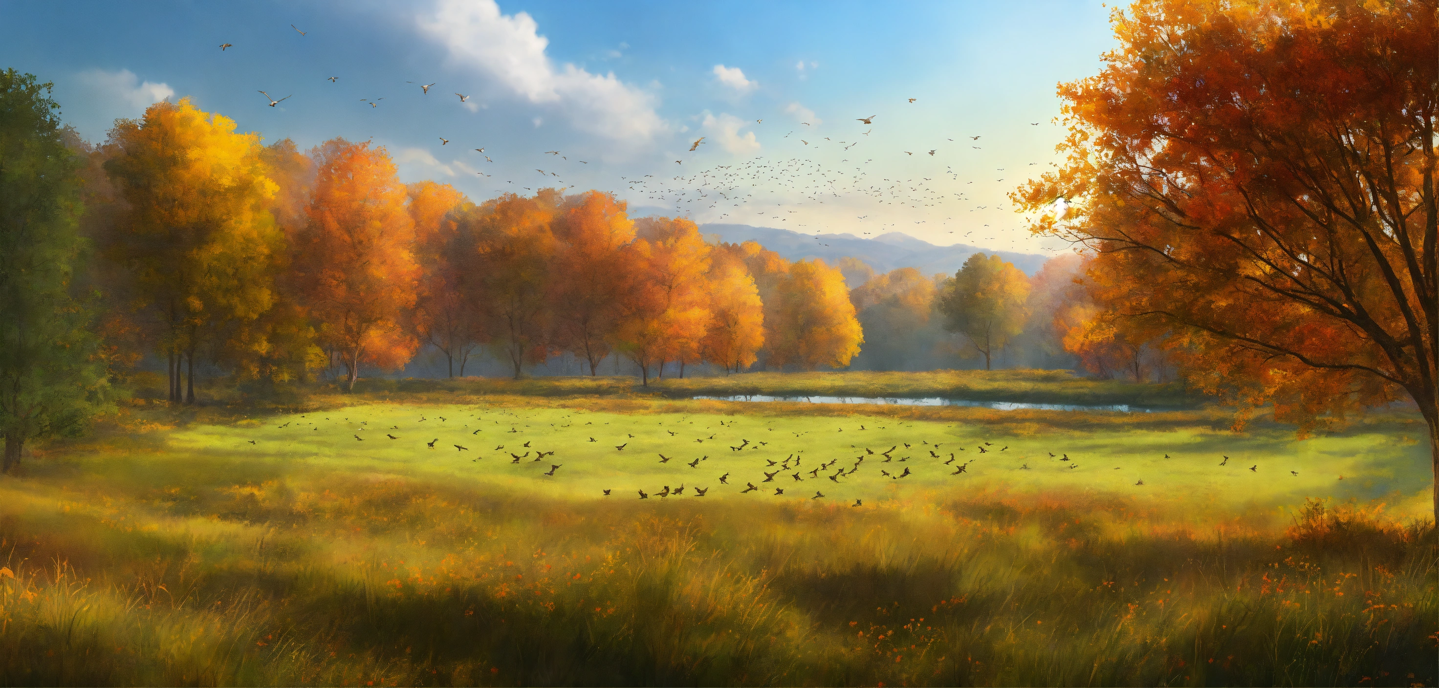 Lexica - A serene fall meadow landscape in the daytime. high-definition ...