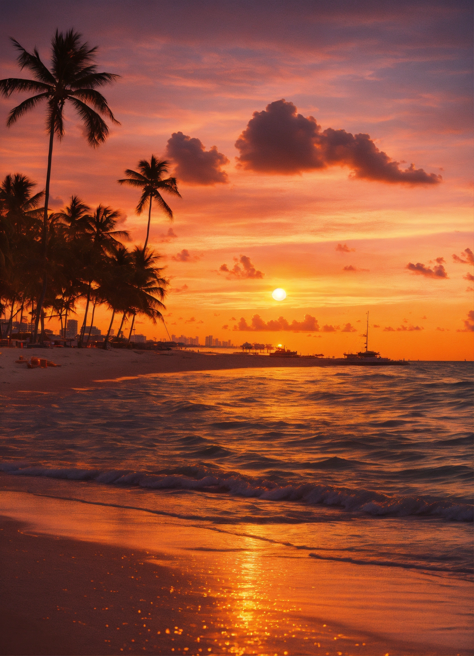 Lexica - Iper realistic sunset on the beach in miami