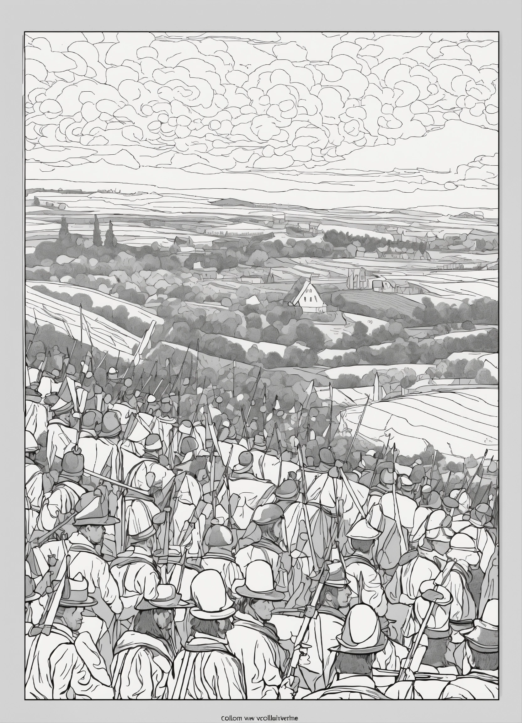 Lexica - A coloring page of battle of waterloo (masterpiece), (coloring ...