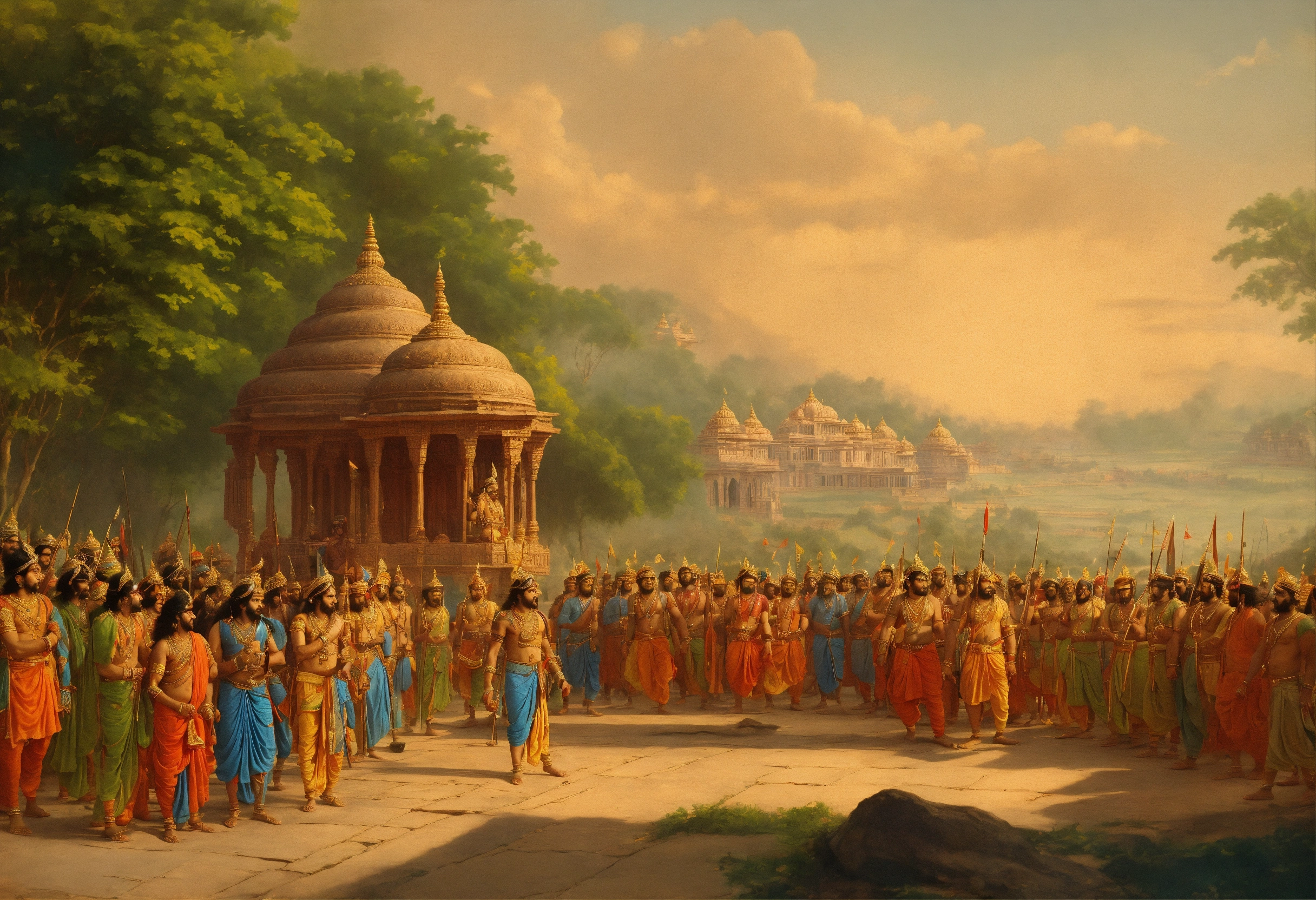 Lexica - Mahabharat war scene, Krishna telling bhisma pitamaha