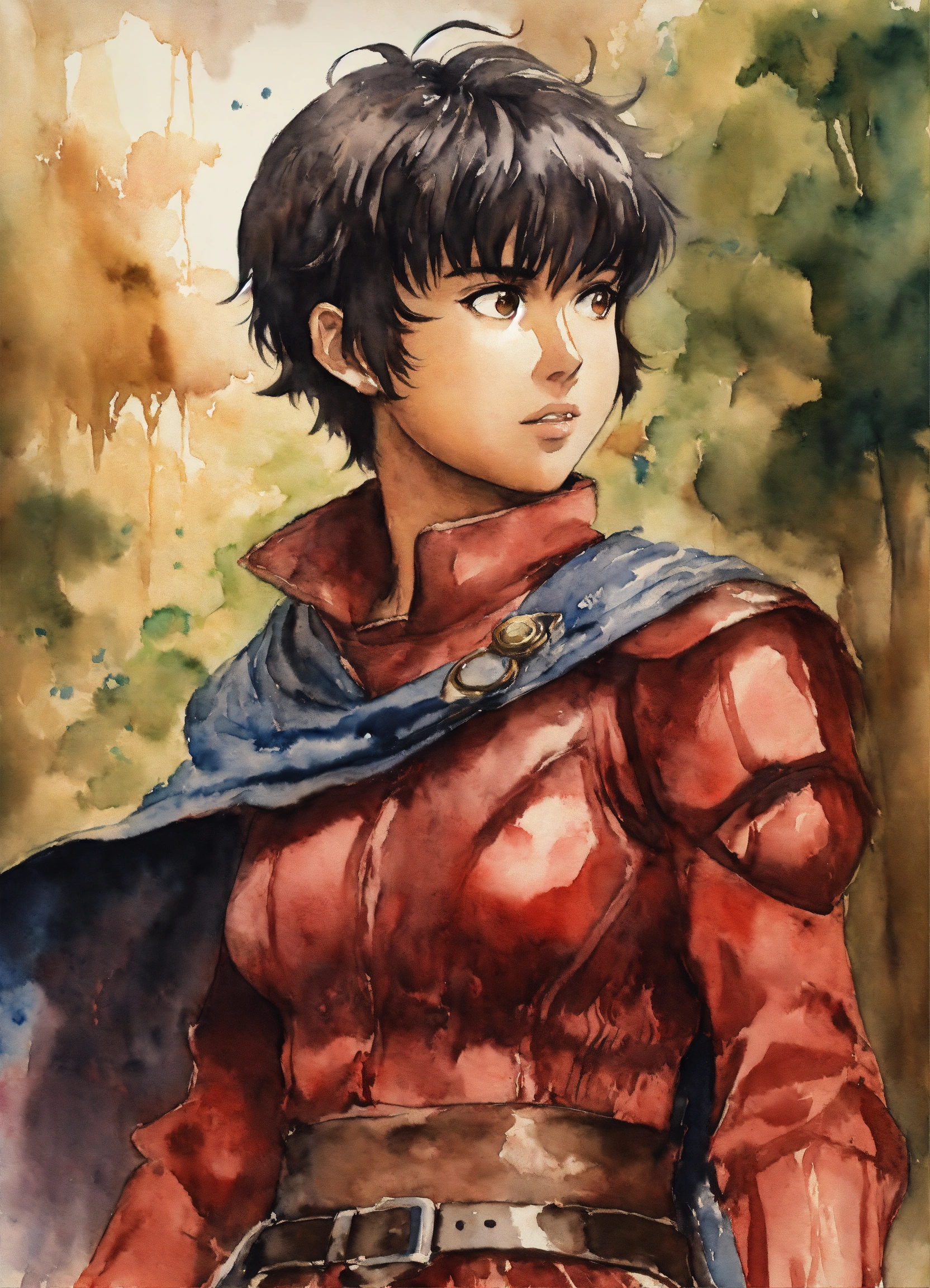 Lexica - Full body Watercolor art of Casca from Berserk, brown skin ...
