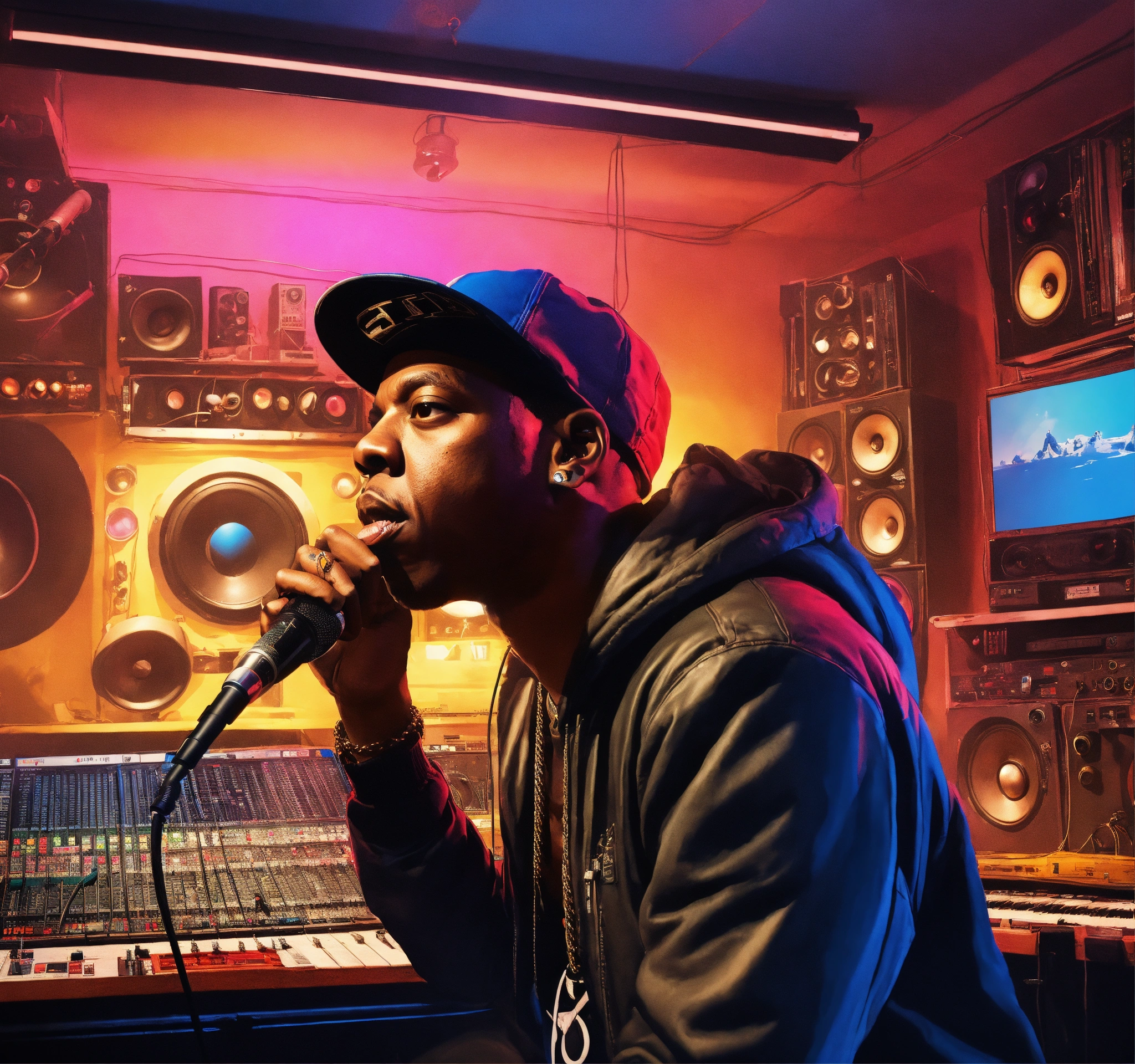 Lexica - Sky view Pop art, hyperrealist portrait of black rapper "Jay-Z ...