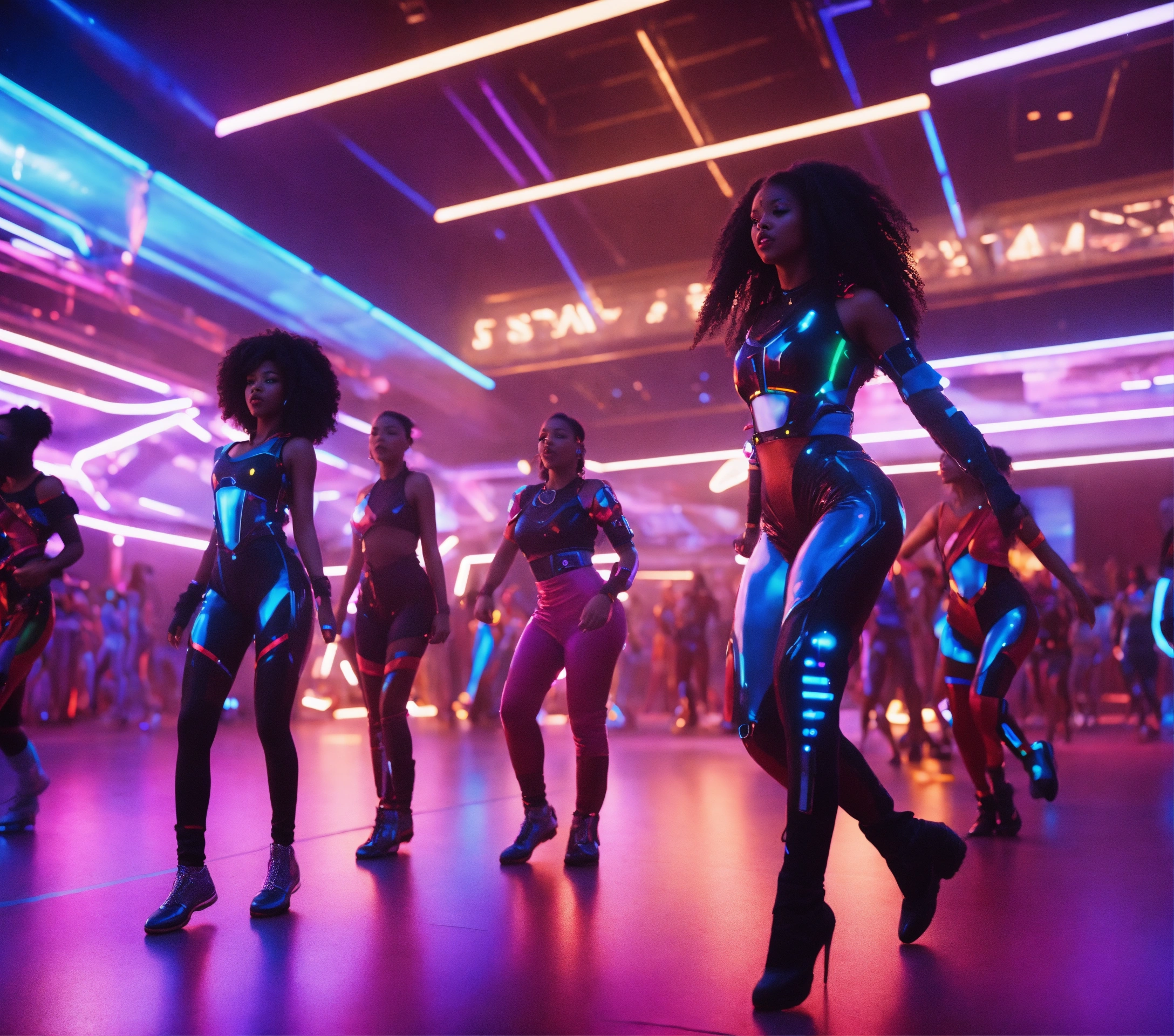 Lexica - Black people in futuristic clothing dance to music at a ...