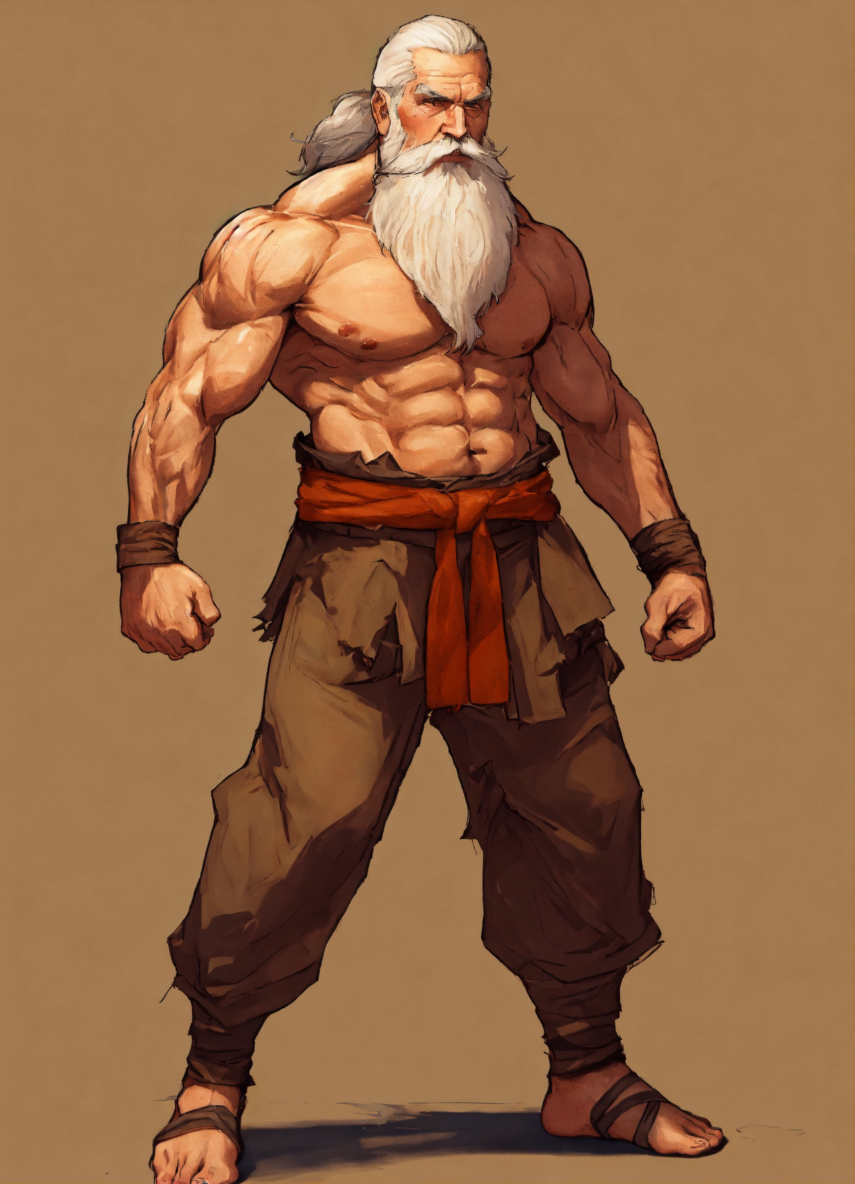 Lexica - An incredibly buff old man with a long white beard down to his ...