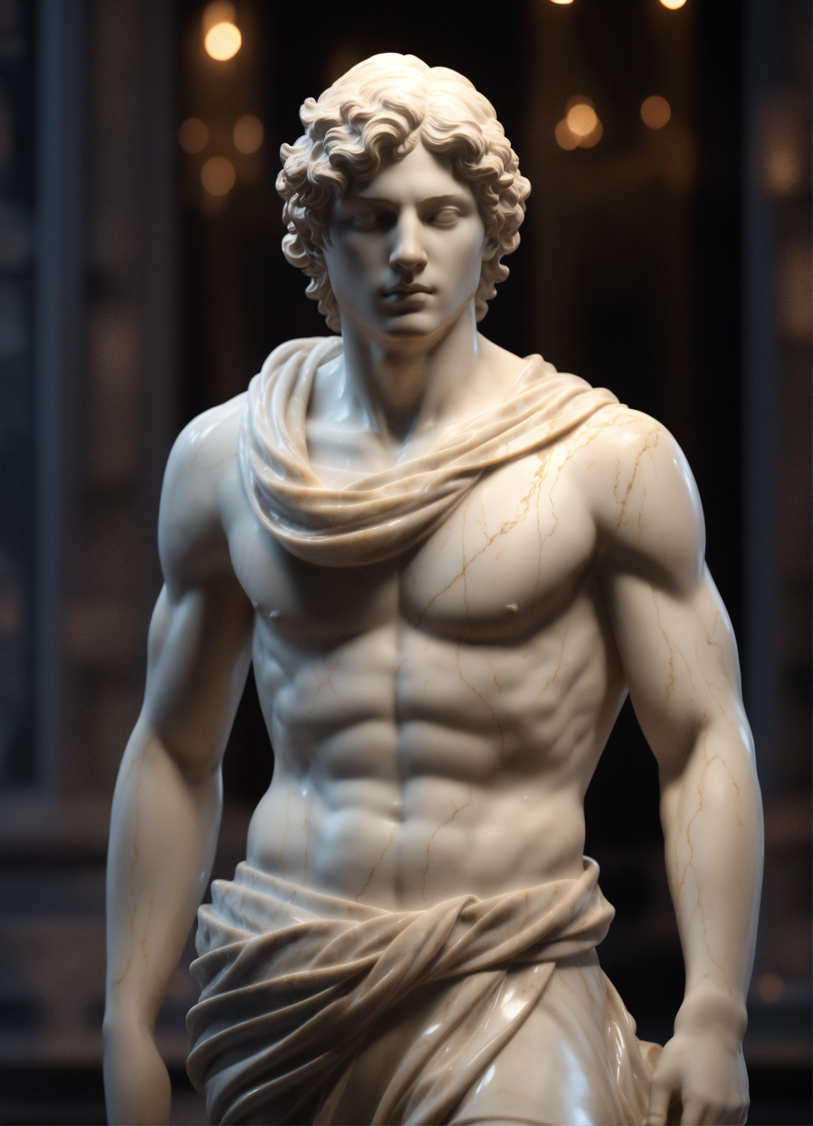 Lexica - Leonardo sculpture of young man in white marble, full ...