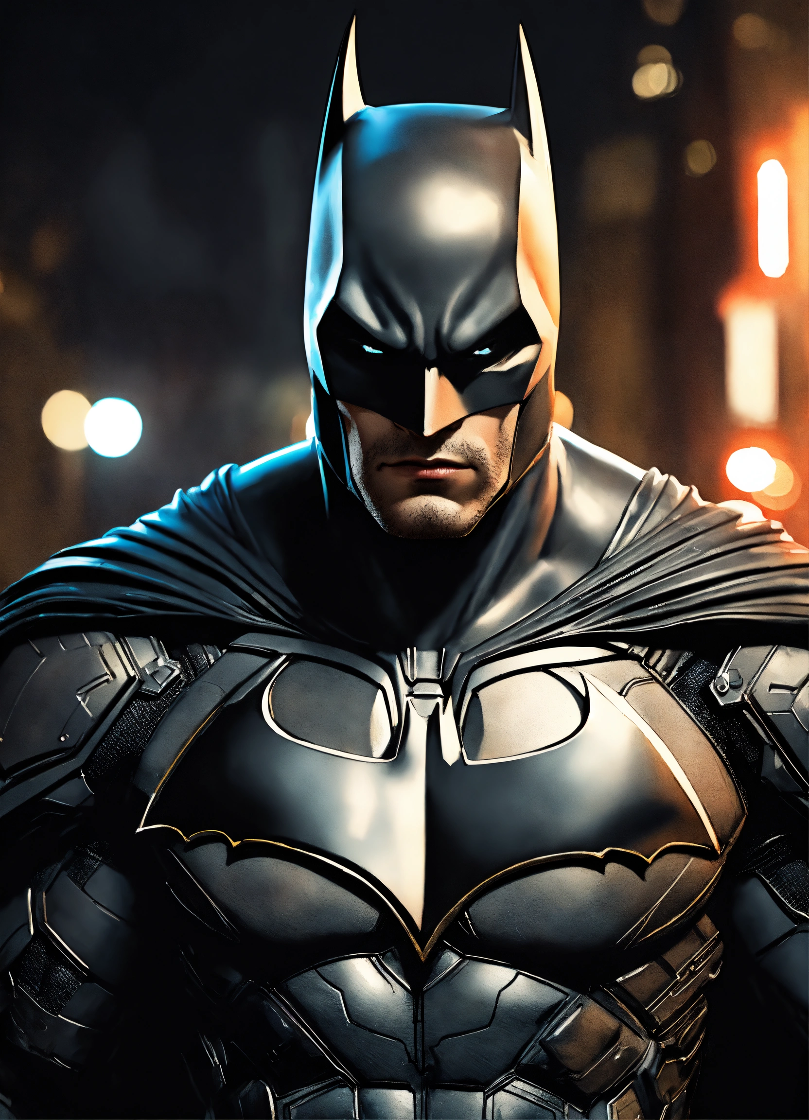 Lexica - Portrait painting of batman with black leather armor, ultra ...