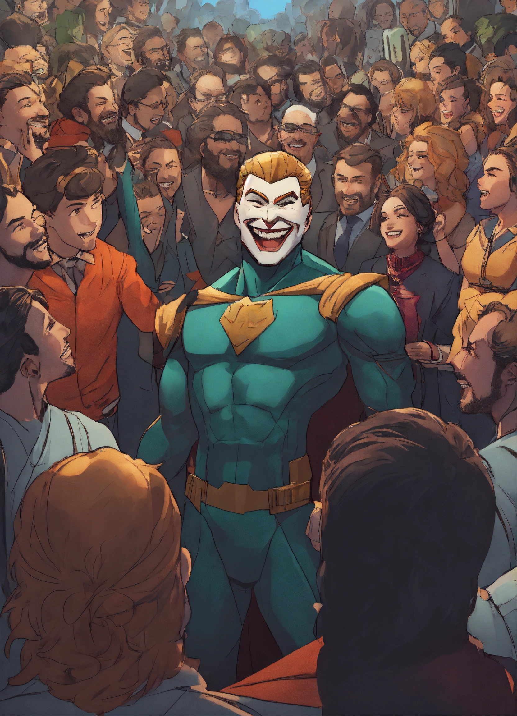 Lexica - A person surrounded by a lot of people and praising him, super ...