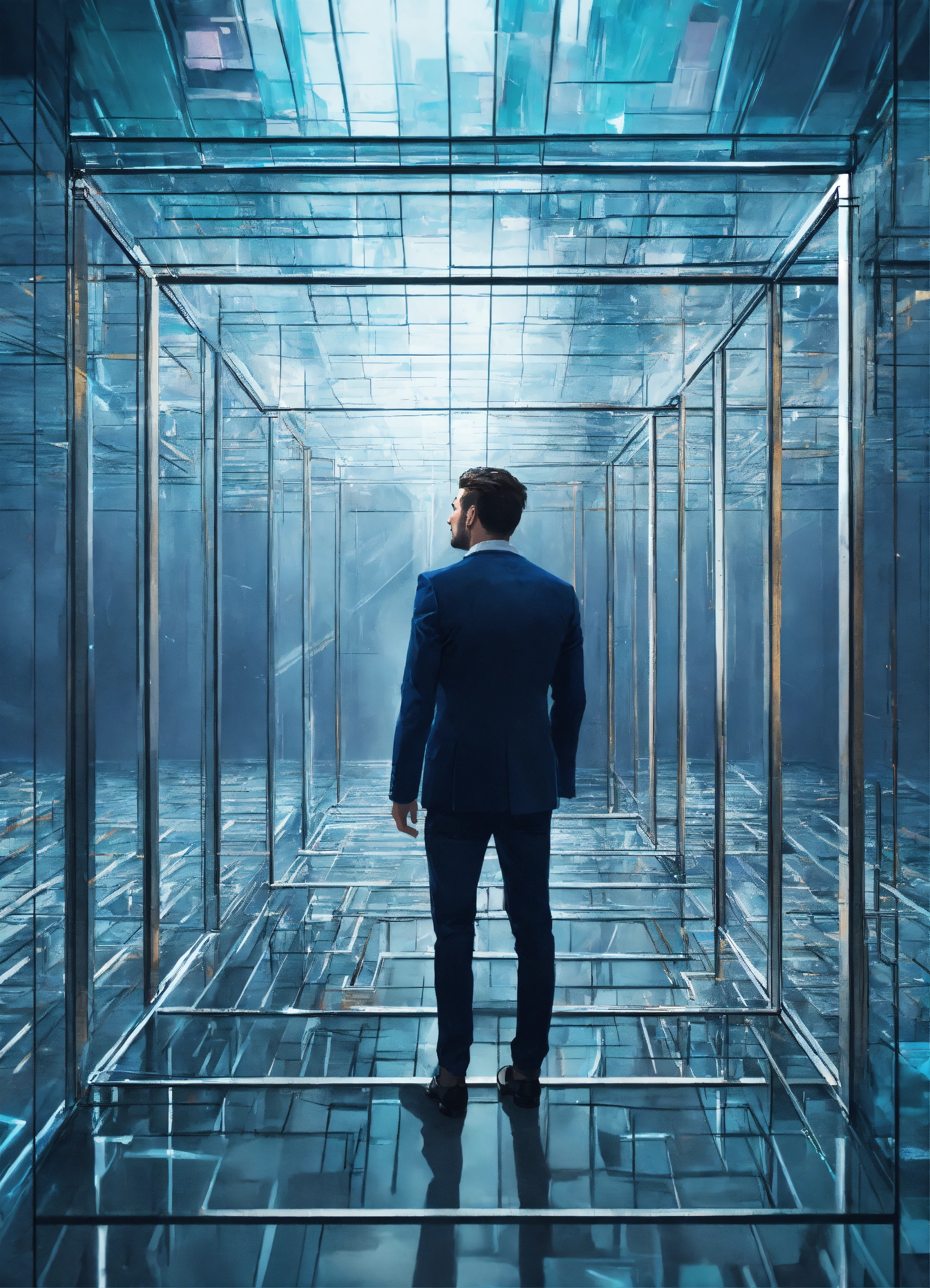 Lexica - Man in the glass labyrinth in modern style game