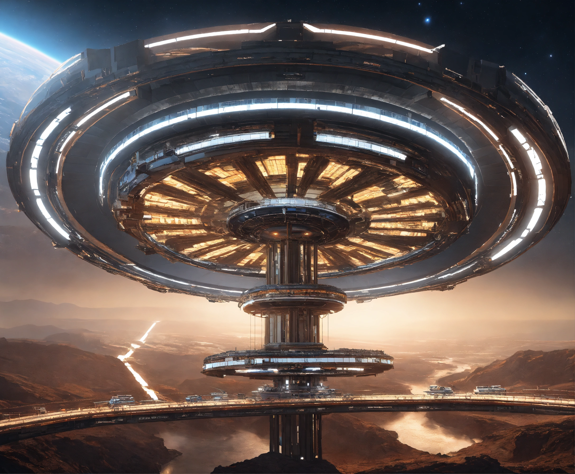 Lexica - A highly realistic photo of a futuristic space station with 10 ...