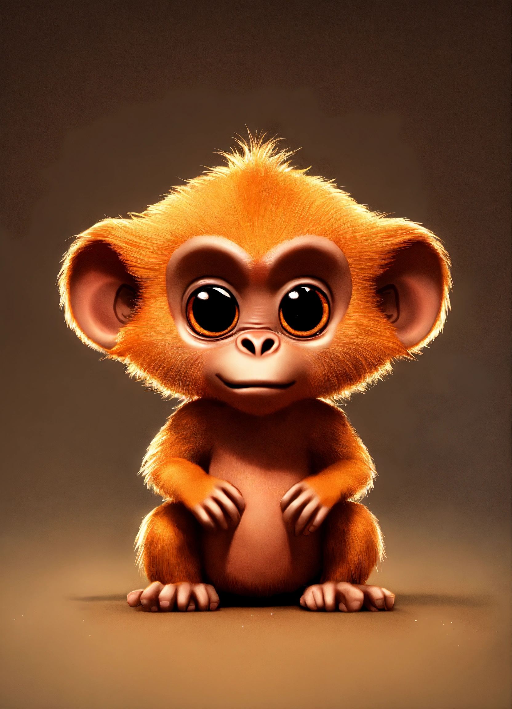 Lexica - A cute all orange baby baboon with black evil eyes, animated ...