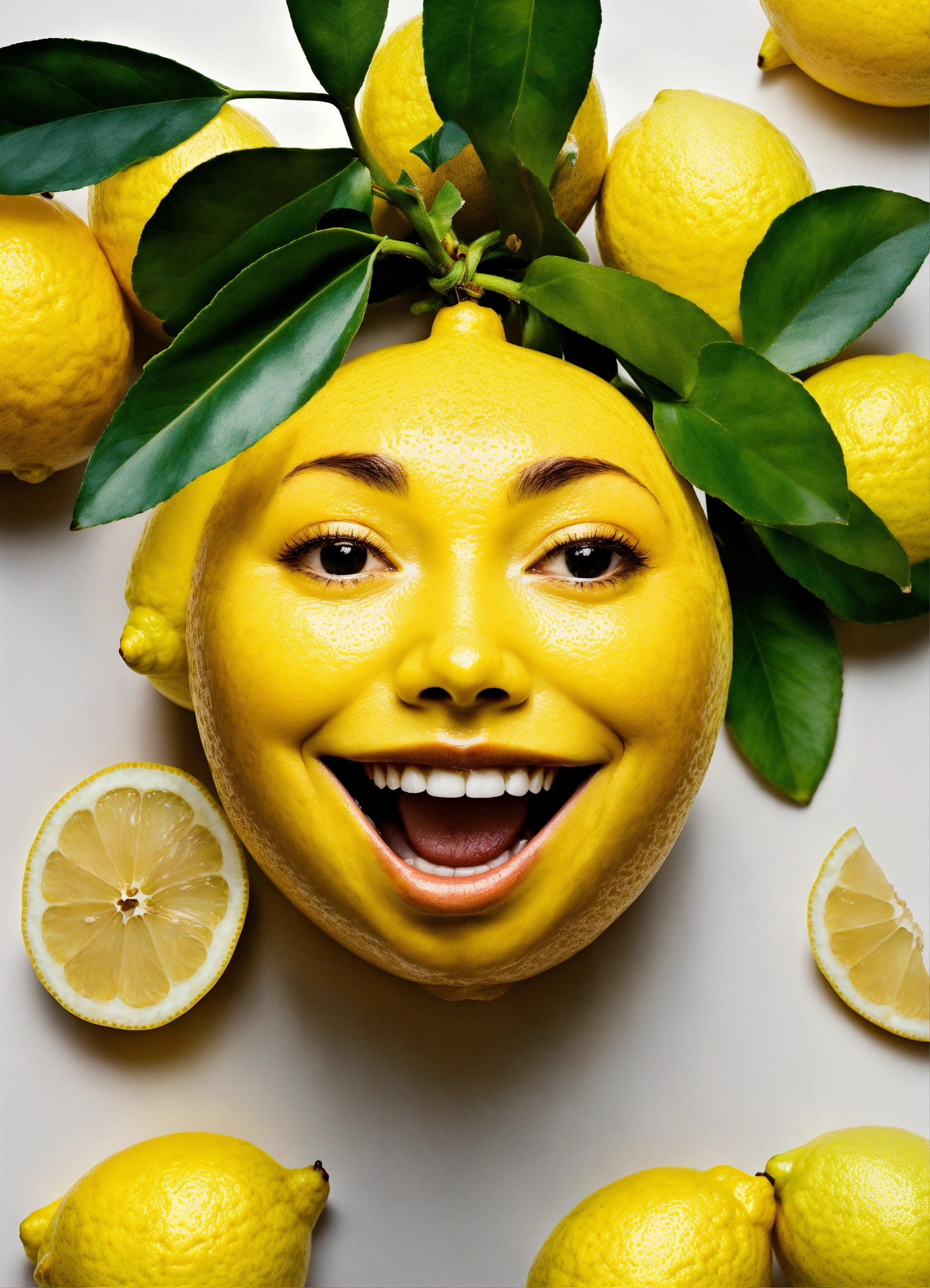 Lexica - A lemon with weird smiling human face, wtf, cover of vogue