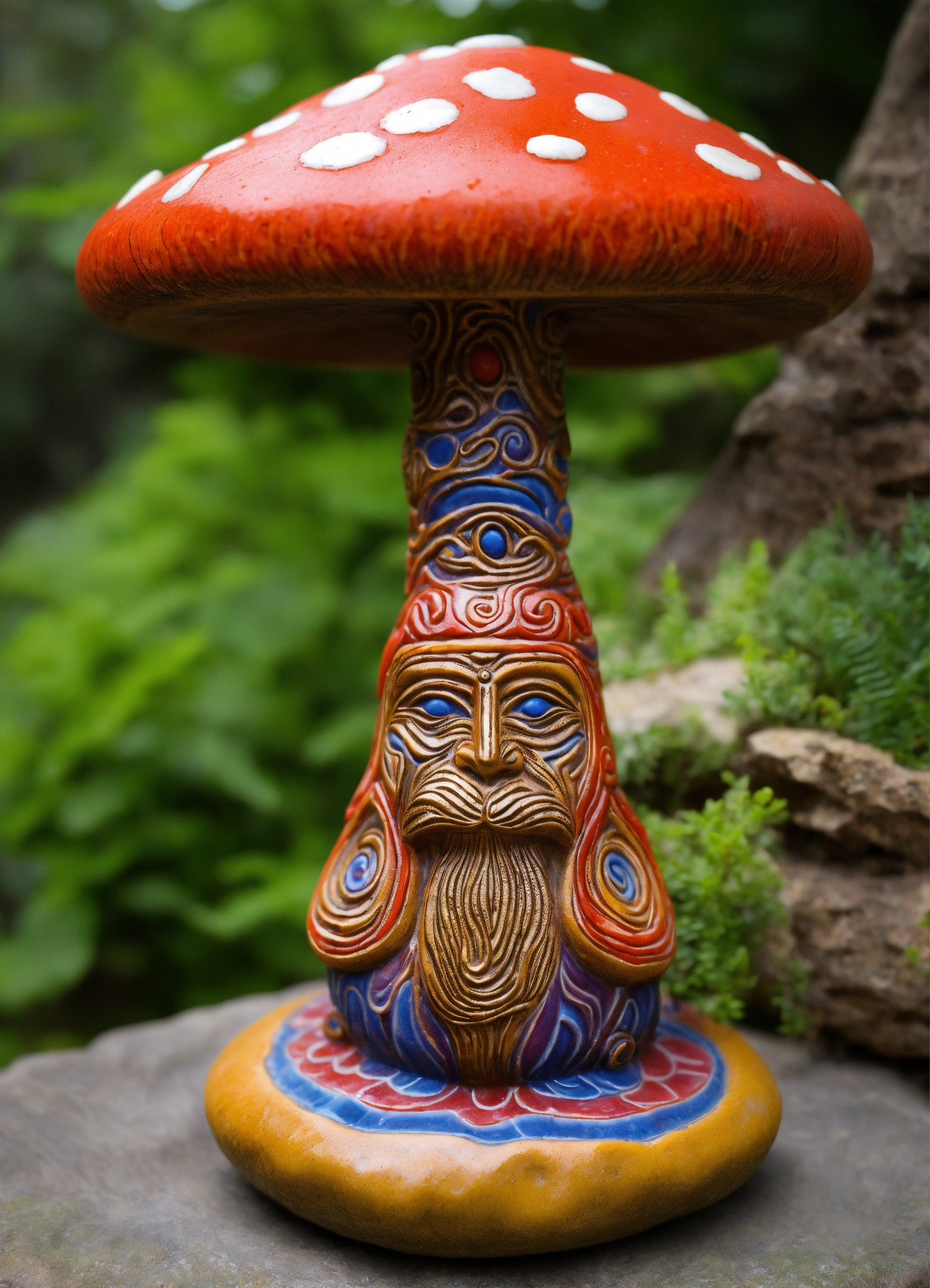 Lexica - Ancient spirit mushroom gnome inspired stone totem.style of ...