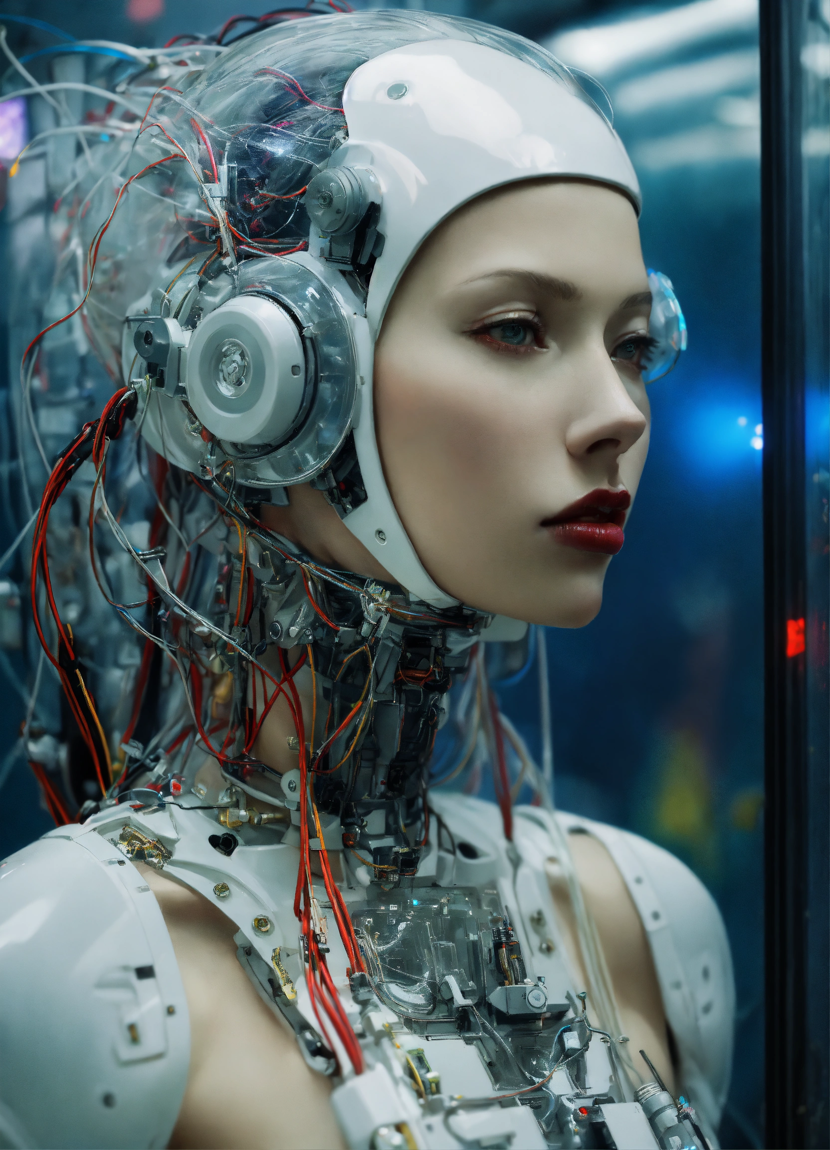 Lexica - Portrait Photography, of a cyborg woman head without any body ...