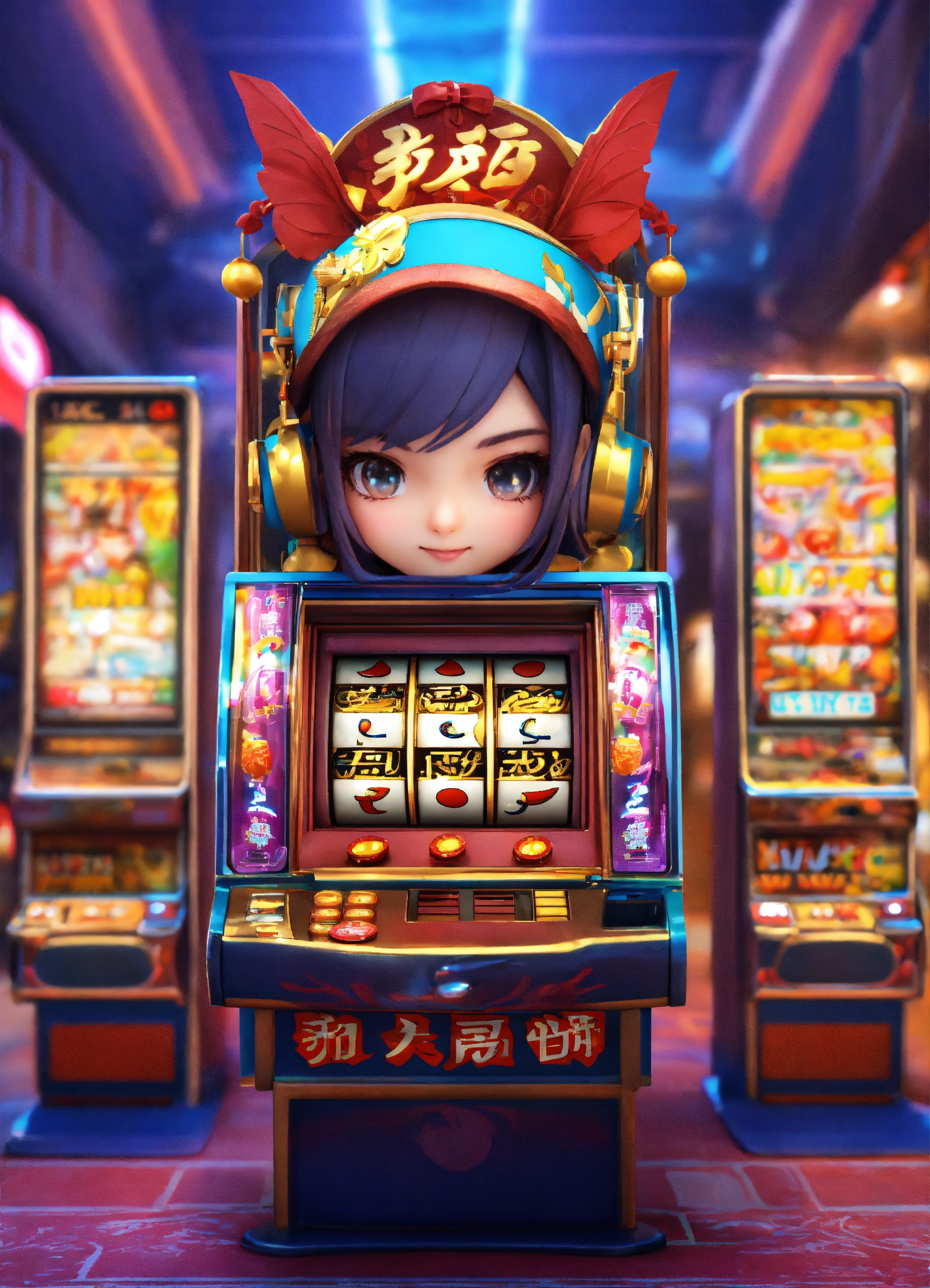 Lexica - 3D cutie Q version character ninja lady ，slot machine location