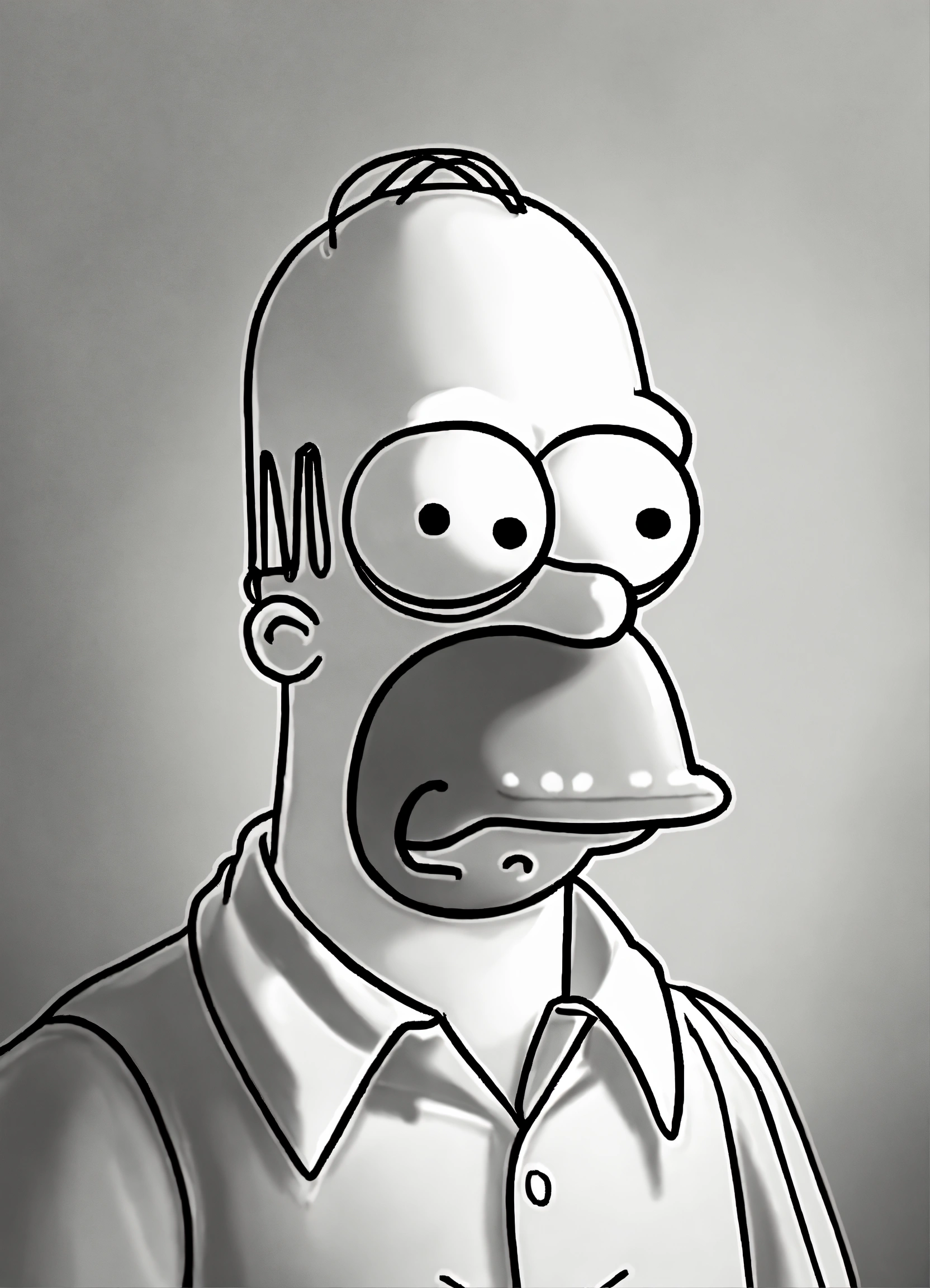 Lexica - Badly drawn Homer Simpson with his stubble line covering over ...