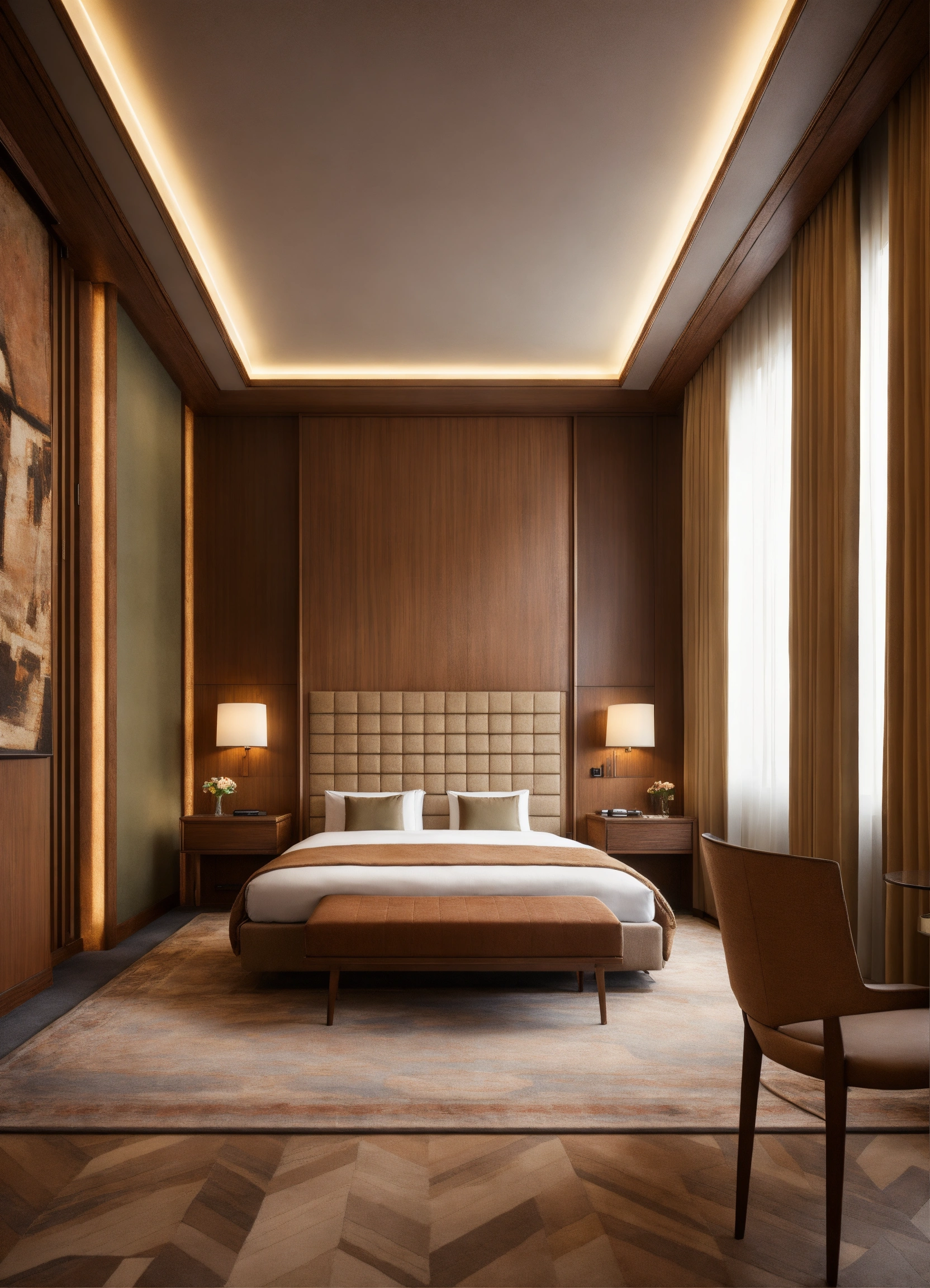 Lexica - A modernist and luxurious hotel room with certain detail that ...