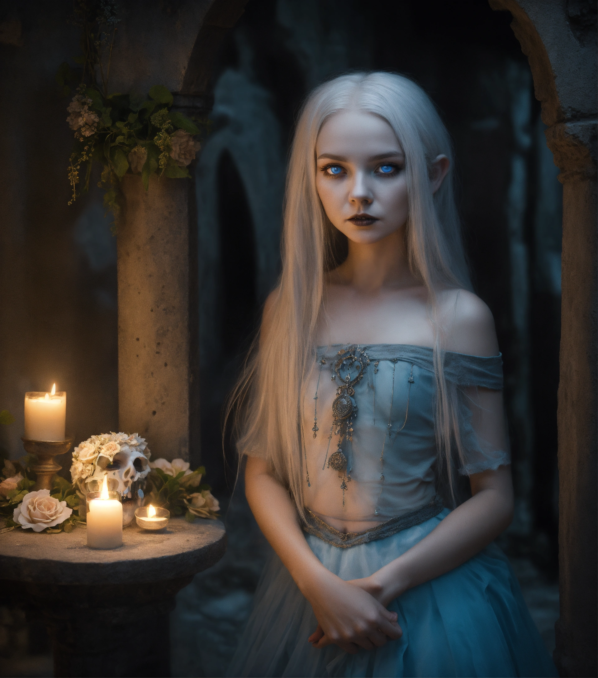 Lexica - Body portrait, twelve year old childish female goth ...