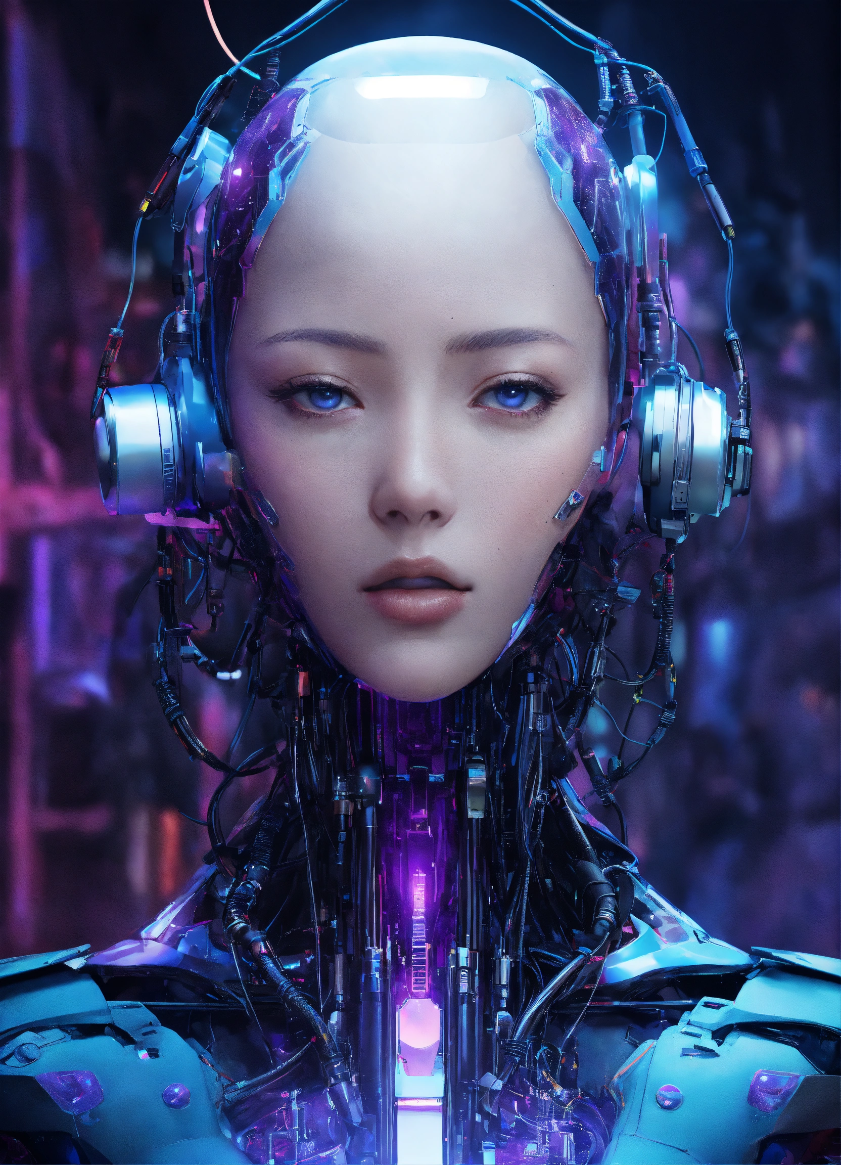 Lexica - Transform an AI entity's face into a half-cyborg, old, half-Al ...