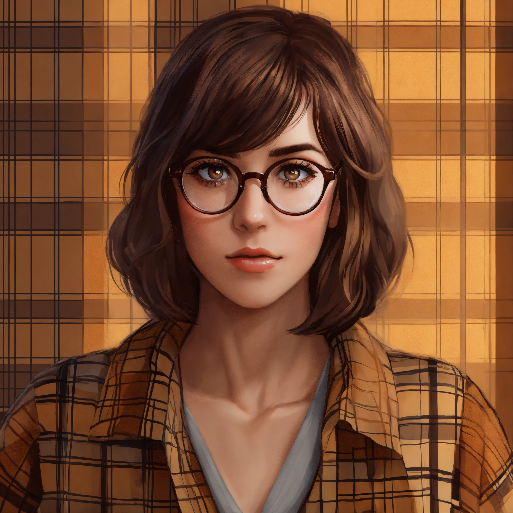 Lexica - A digital portrait of a stern woman with chocolate brown hair ...