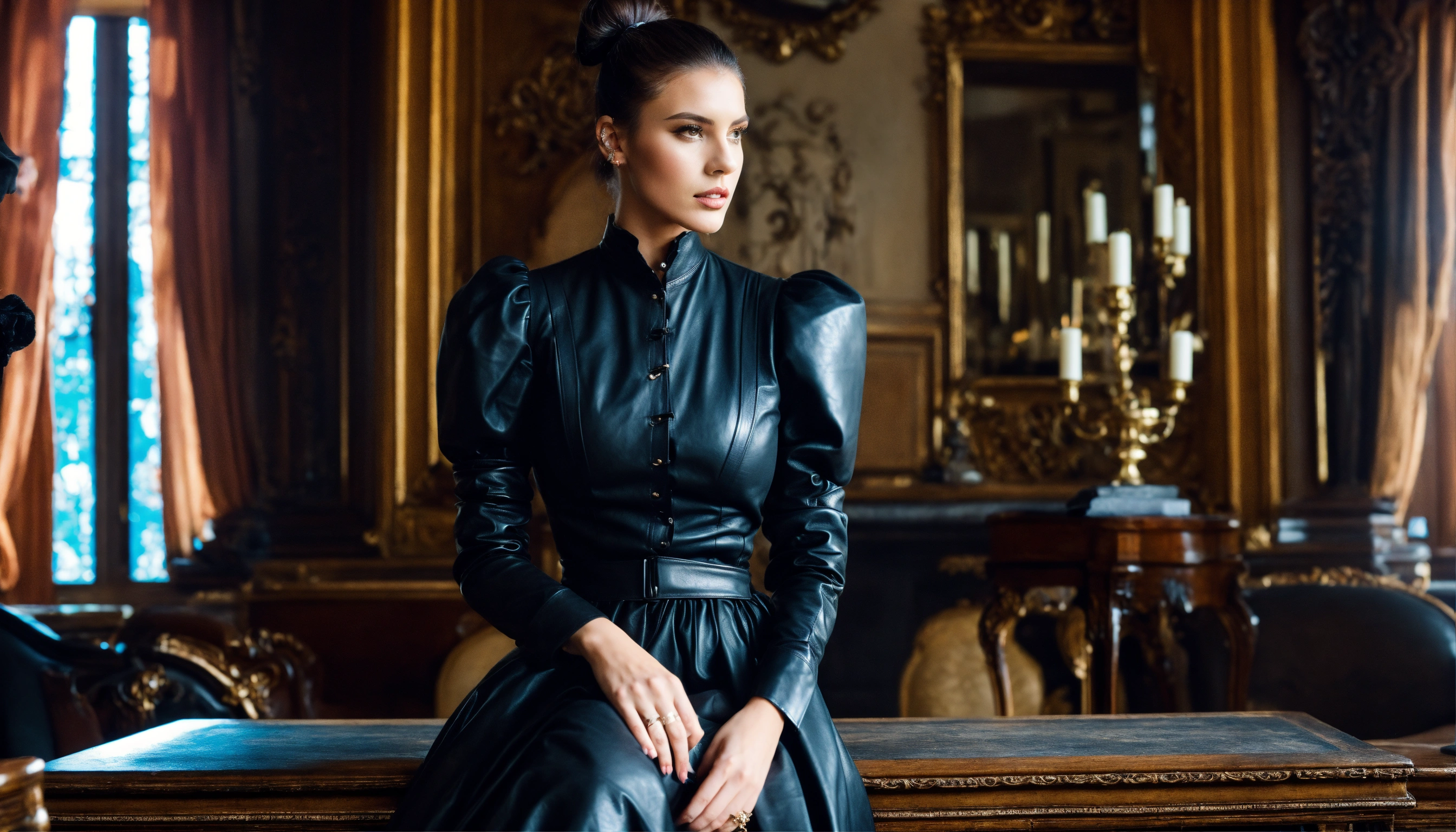 Lexica - Stunning european mistress woman fashion model sitting ...