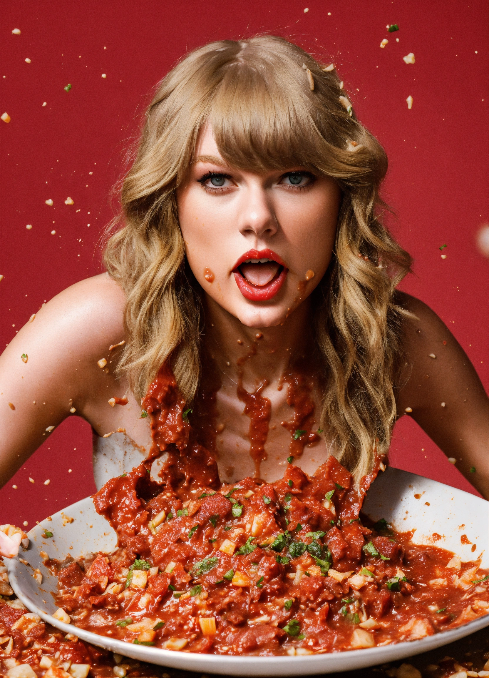Lexica - Photo realistic shot of taylor swift eating a disgusting pile ...