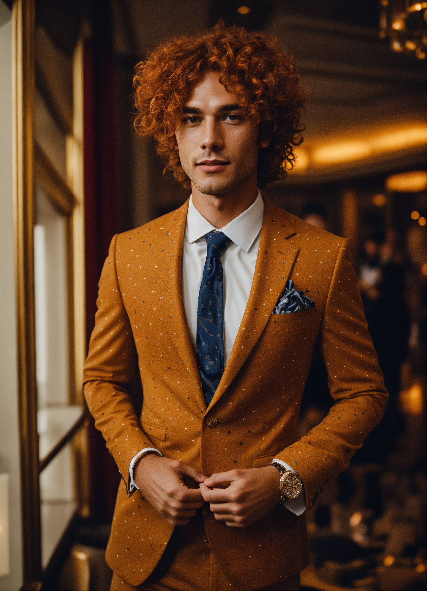 Lexica - A college aged, red curly hair male alien with tan large brown ...