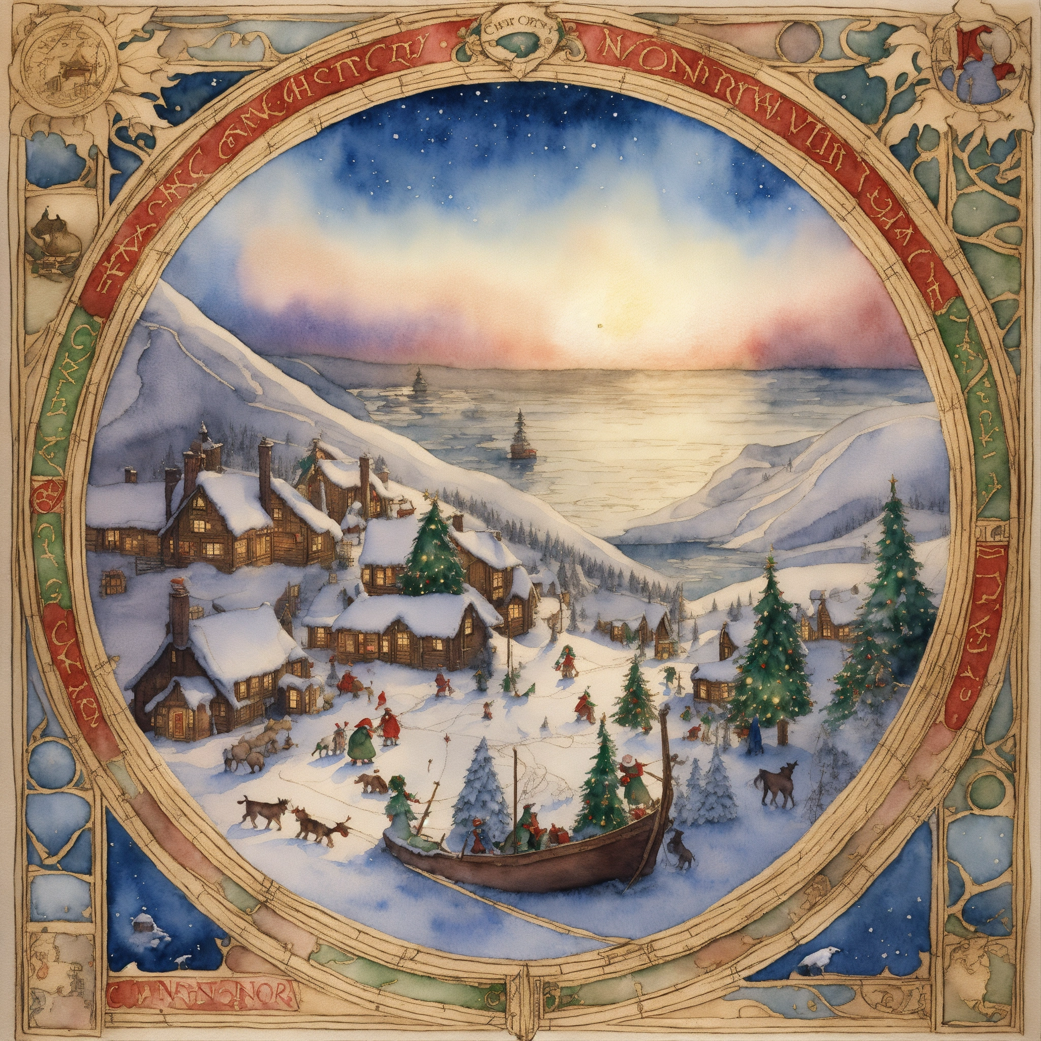 Lexica - Depict an otherworldly Elvish Christmas treasure map to the ...