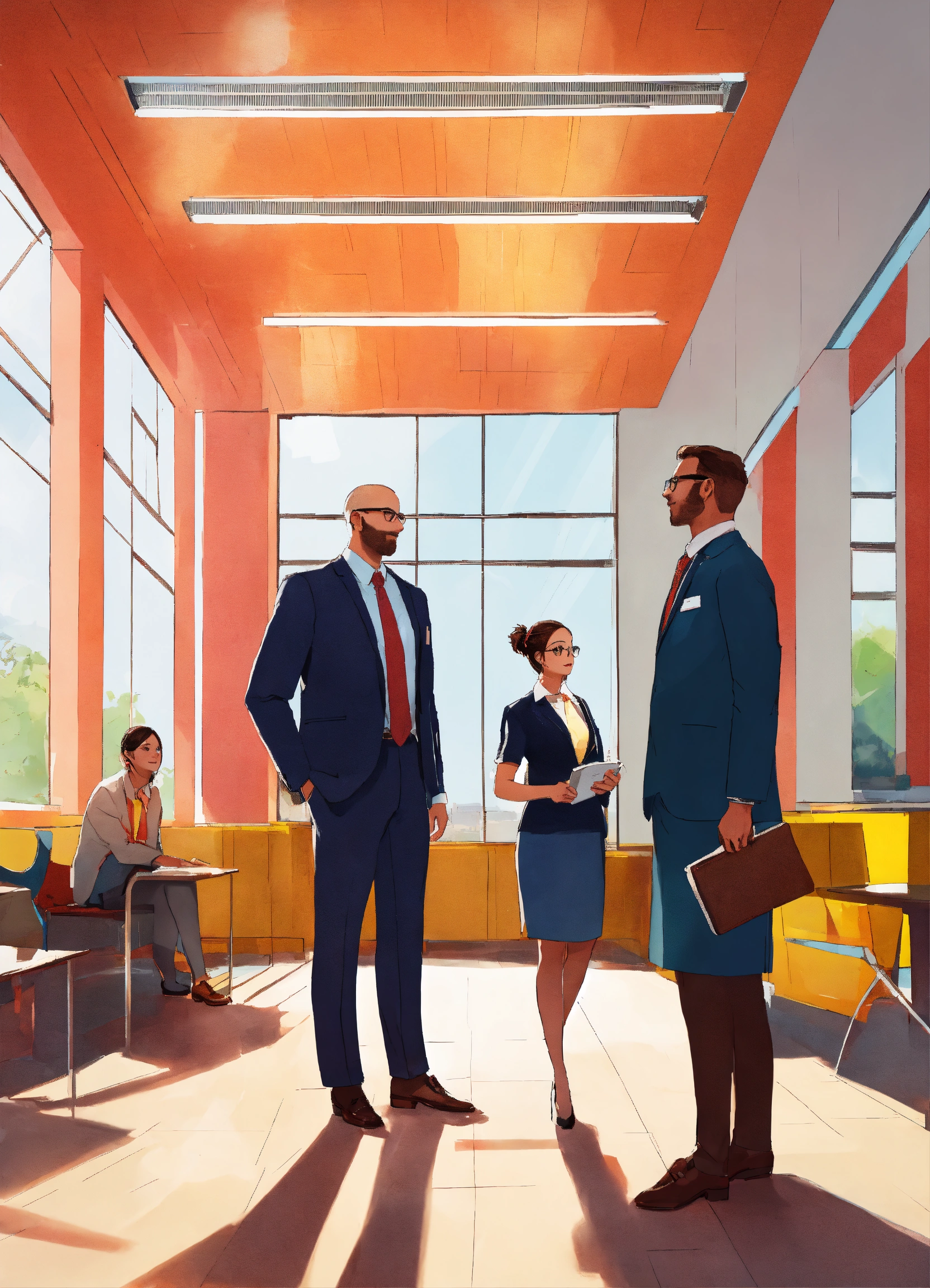 Lexica - Well dressed school principals talking in a super ultra modern ...