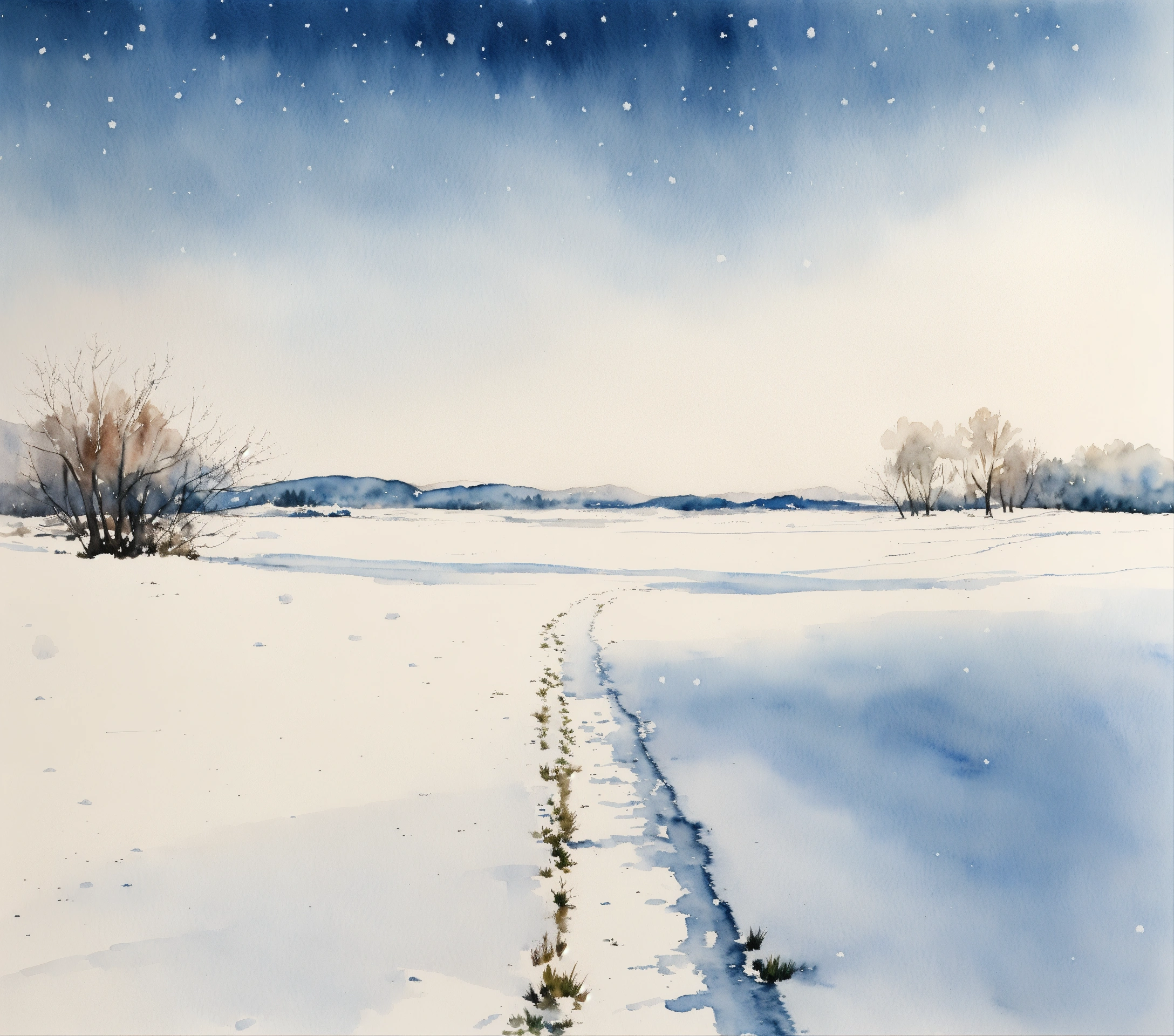Lexica - Very minimal landscape of clean white snow on the ground, with ...