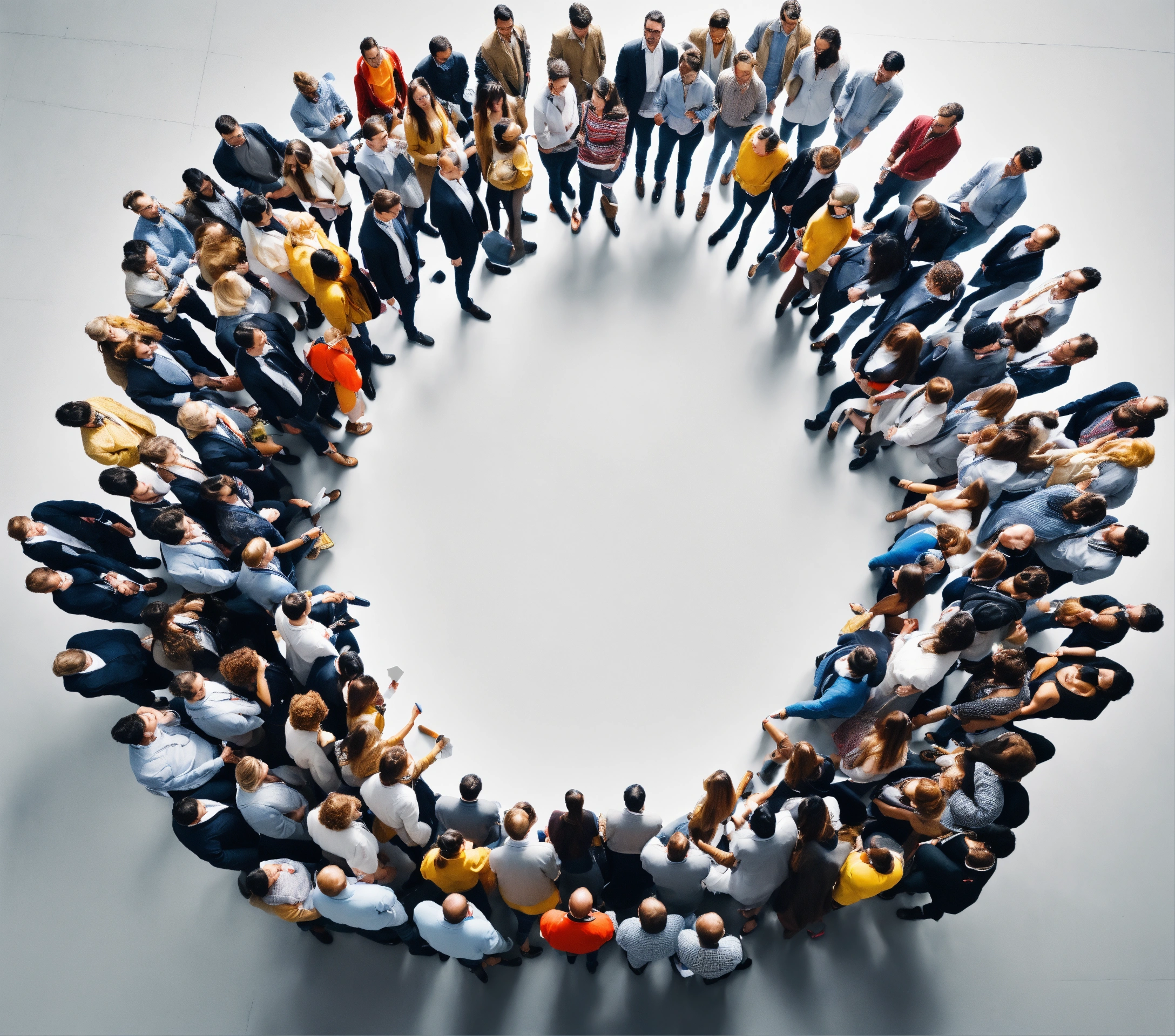 Lexica - A realistic image of a crowd on a white circular background ...